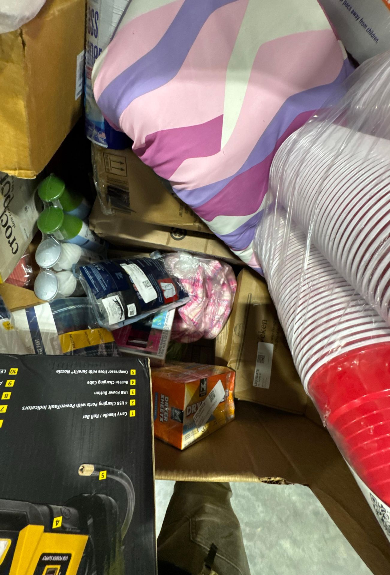 mega big box in a box, shower heads, napkins, laundry detergent ...
