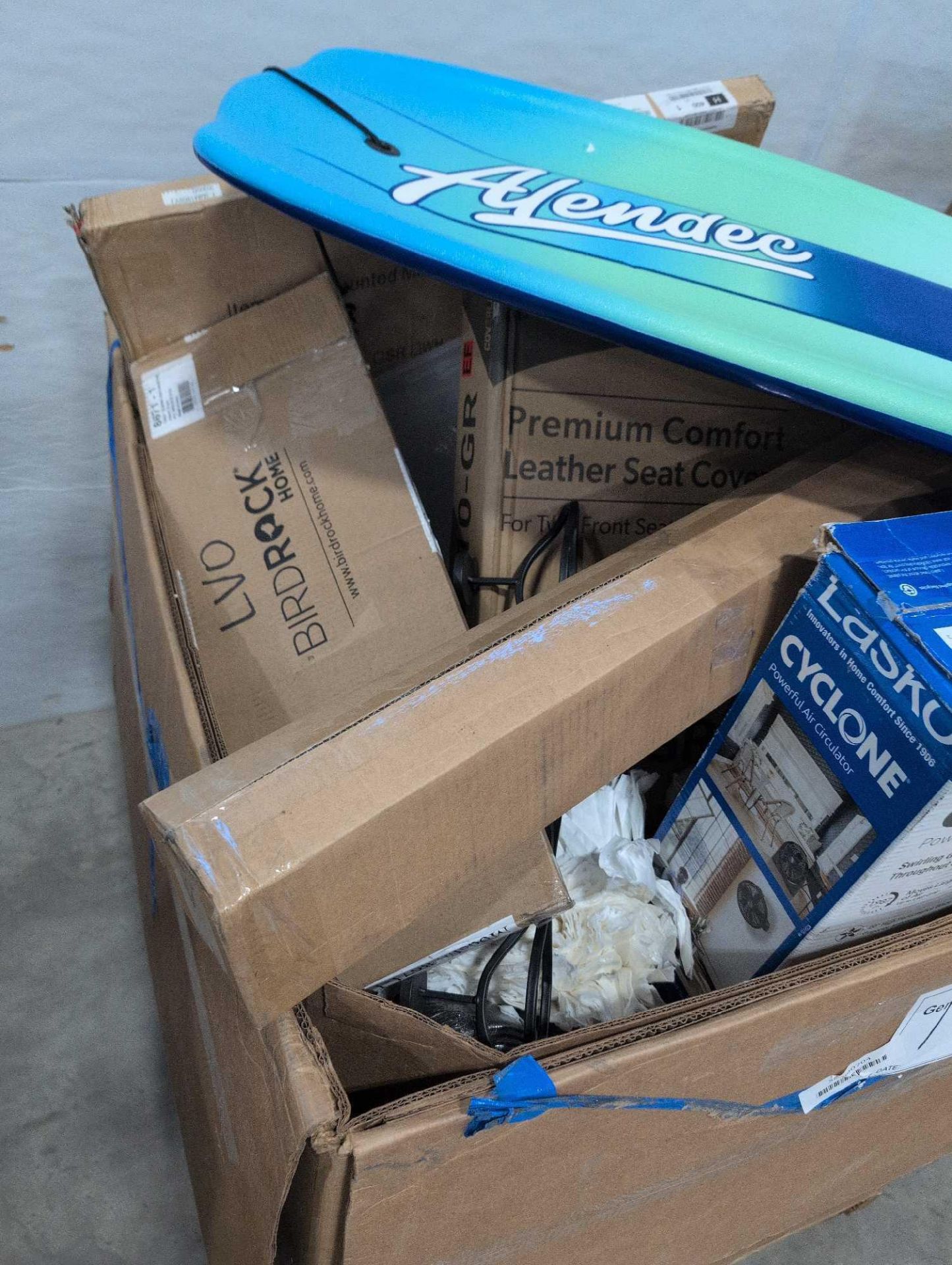 Boogie board/sled, leather seat covers, cyclone fan, mirror, storage ...