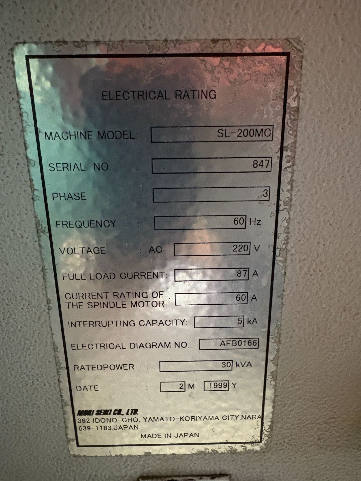 MORI SEIKI CNC SLANT LATHE SL-200MC 4000RPM SUB-SPINDLE Rigging Cost: $200