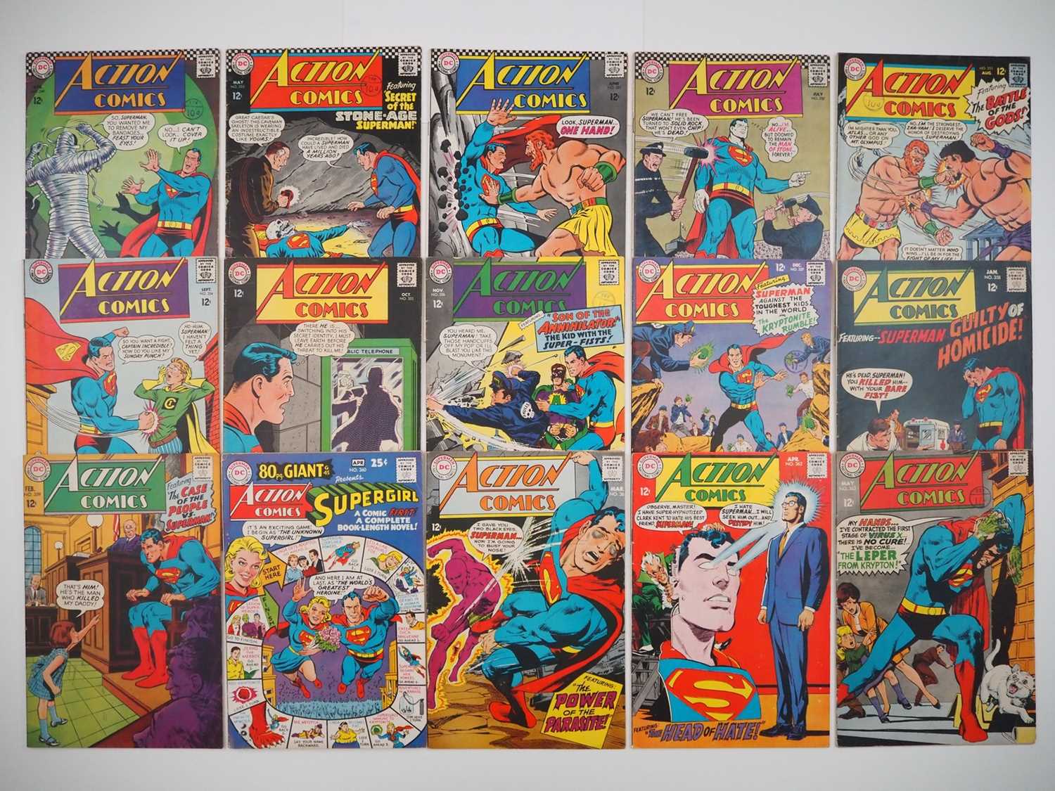 ACTION COMICS #349 to 363 (15 in Lot) - (1967/68 - DC) - Includes the ...