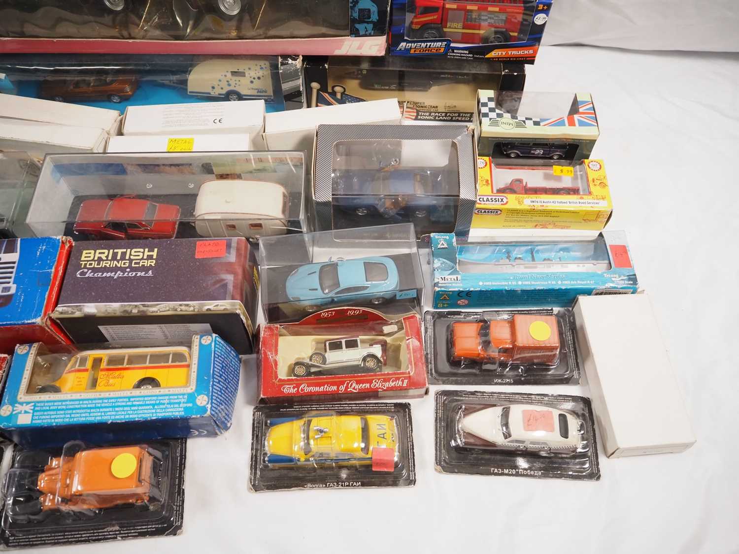 A large crate of boxed diecast vehicles by various manufacturers ...