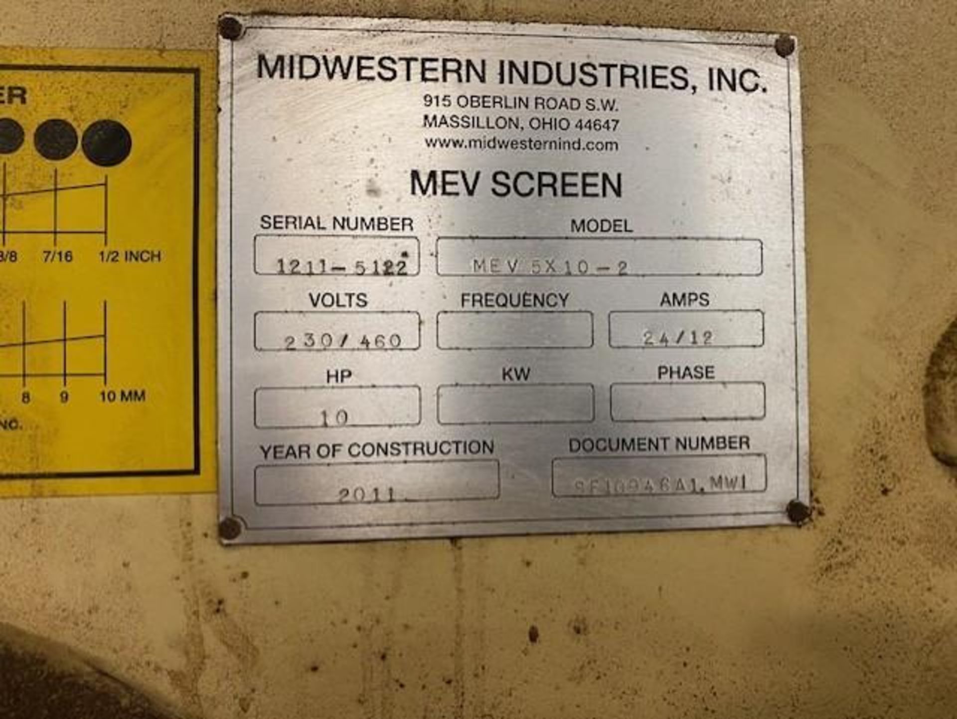 Description: Midwestern Industries MEV 5x10-2 High-Frequency Screener ...