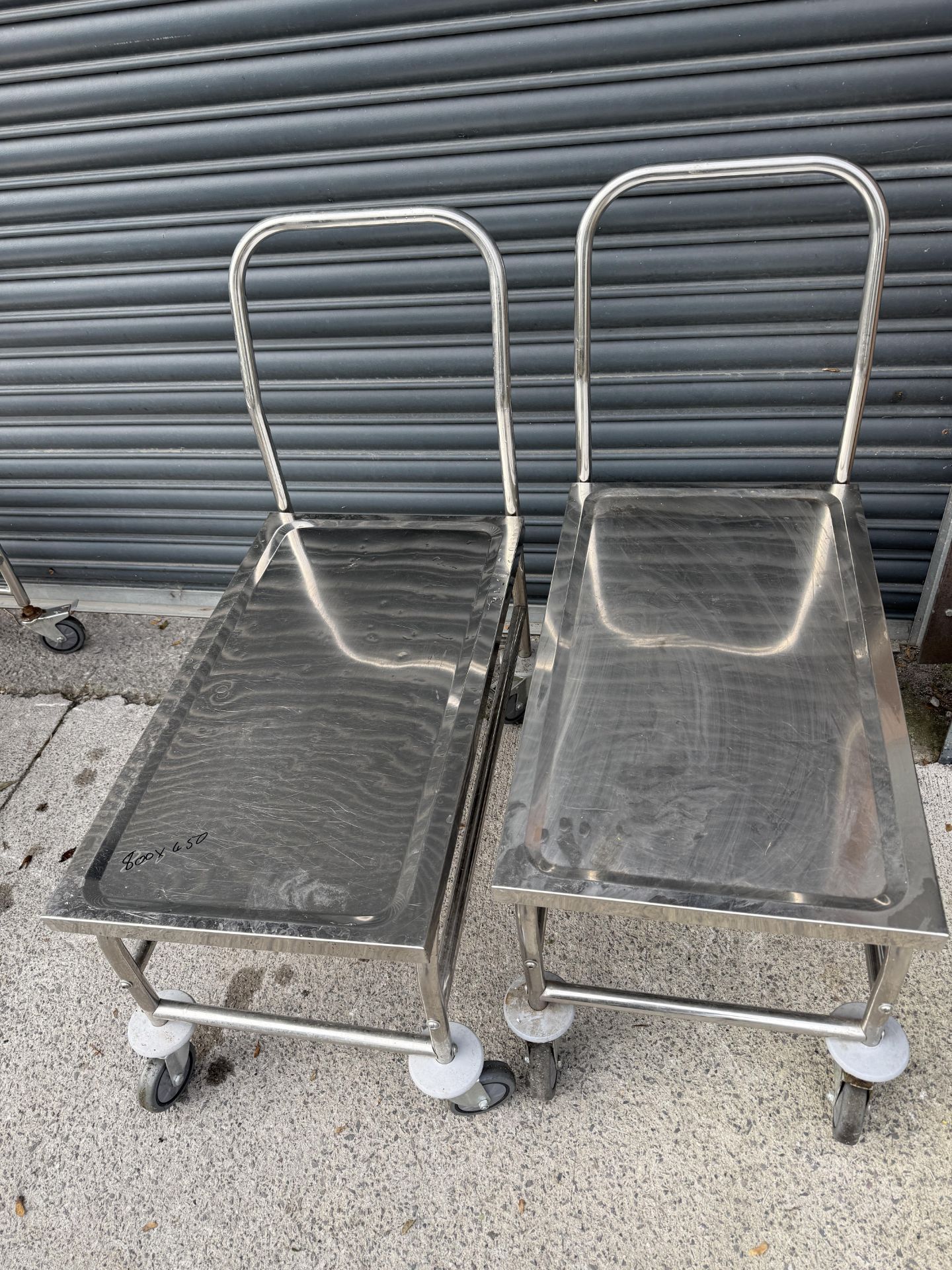 2 x Trolleys. Dimensions of each being approx. 800mm x 450mm. Lift out: £50
