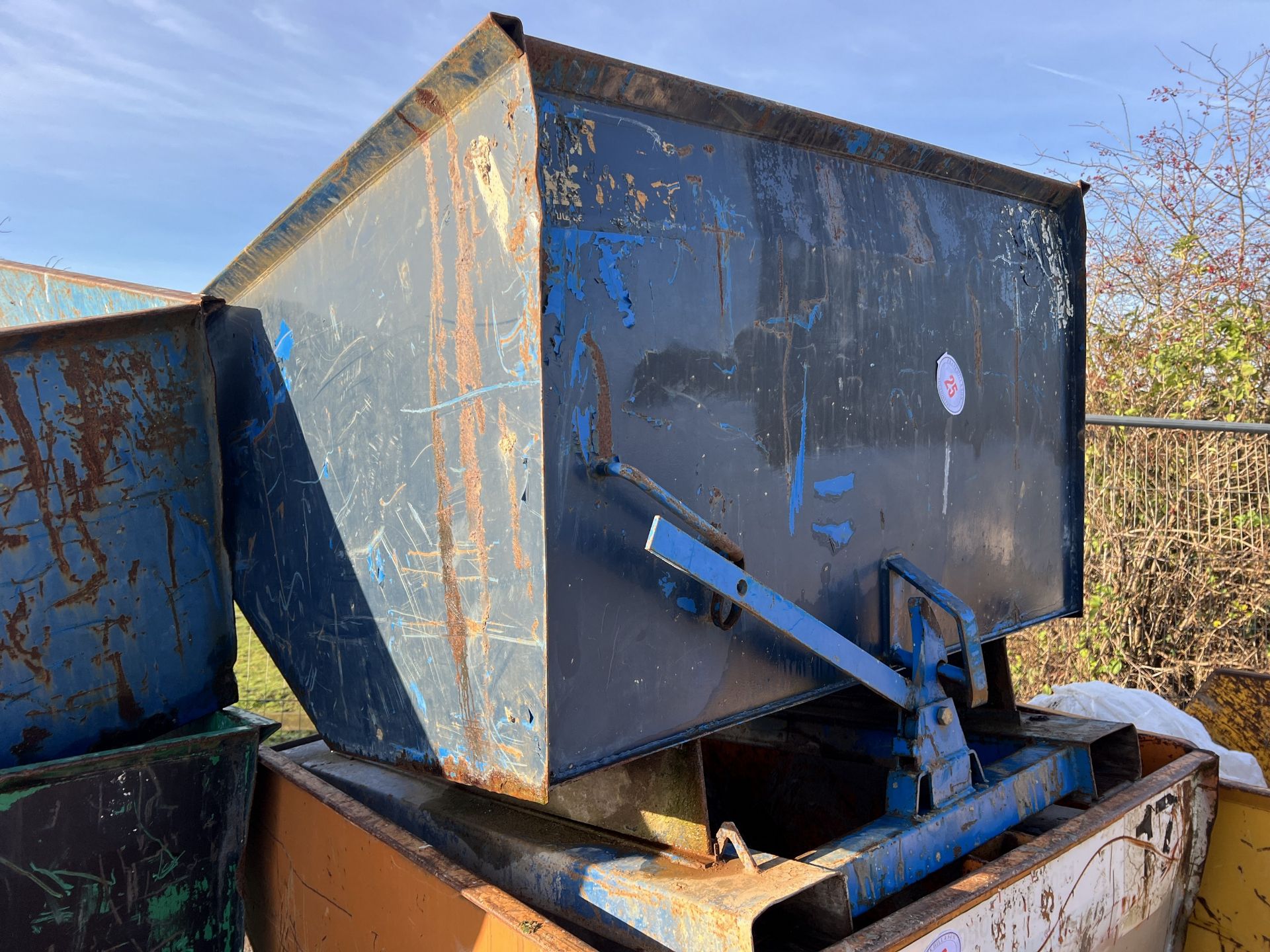 NO VAT Pallet tine mounted tipping skip
