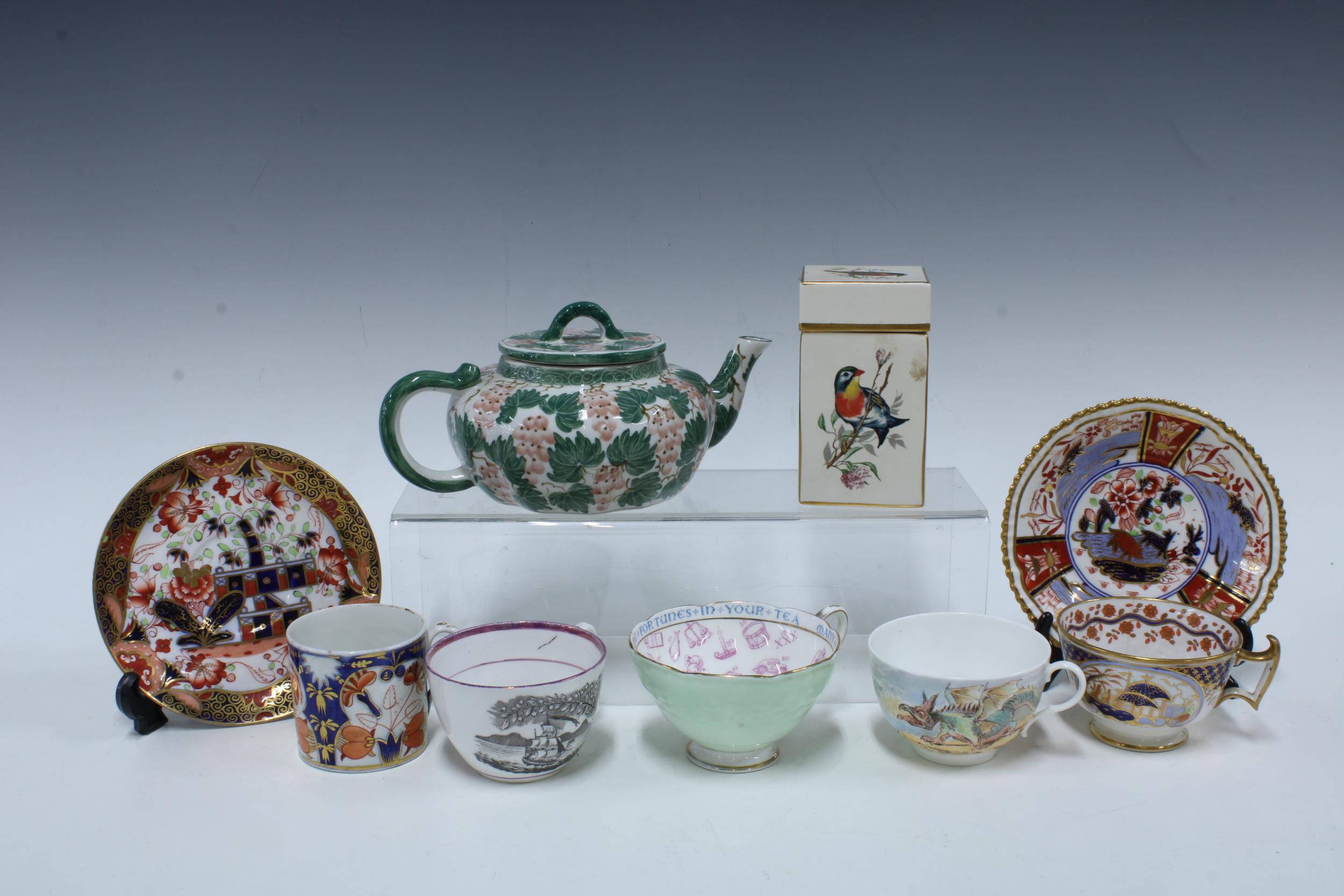 Shelf of porcelain and ceramics, to include a Thai teapot, a Carlton ...
