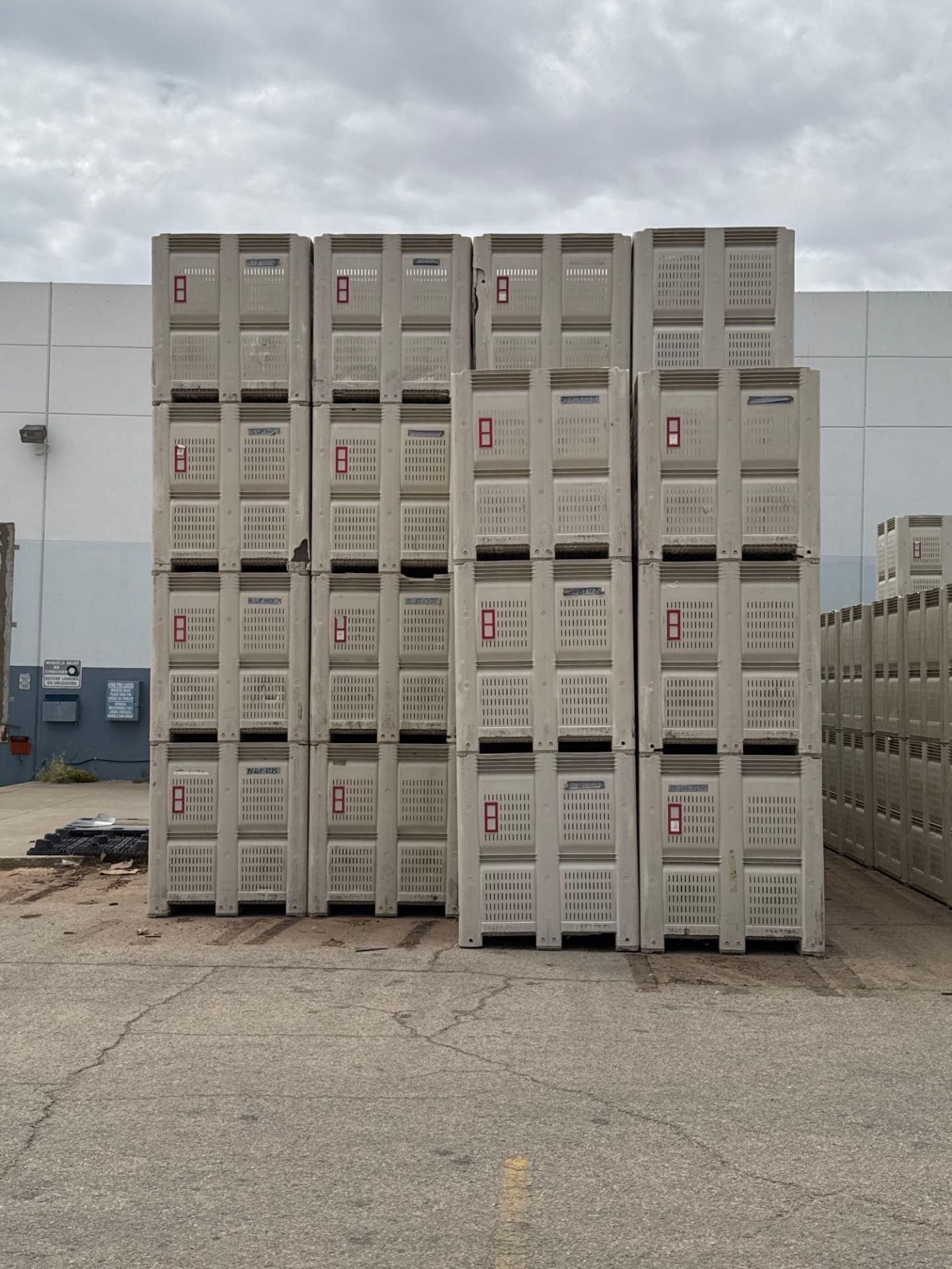 (118) MacroBin Plastic Bins. 48”W x 48”L x 48”H (53” from ground)