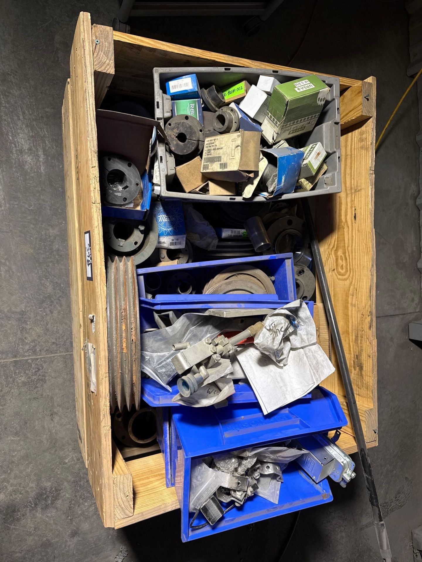 Crate of Asst. Electric Motor Parts including Wheels, etc.