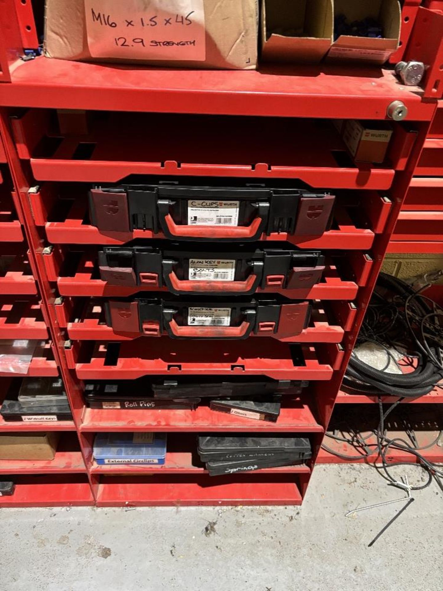 Eight Bay Wurth Metal Storage System with Assorted Contents ...