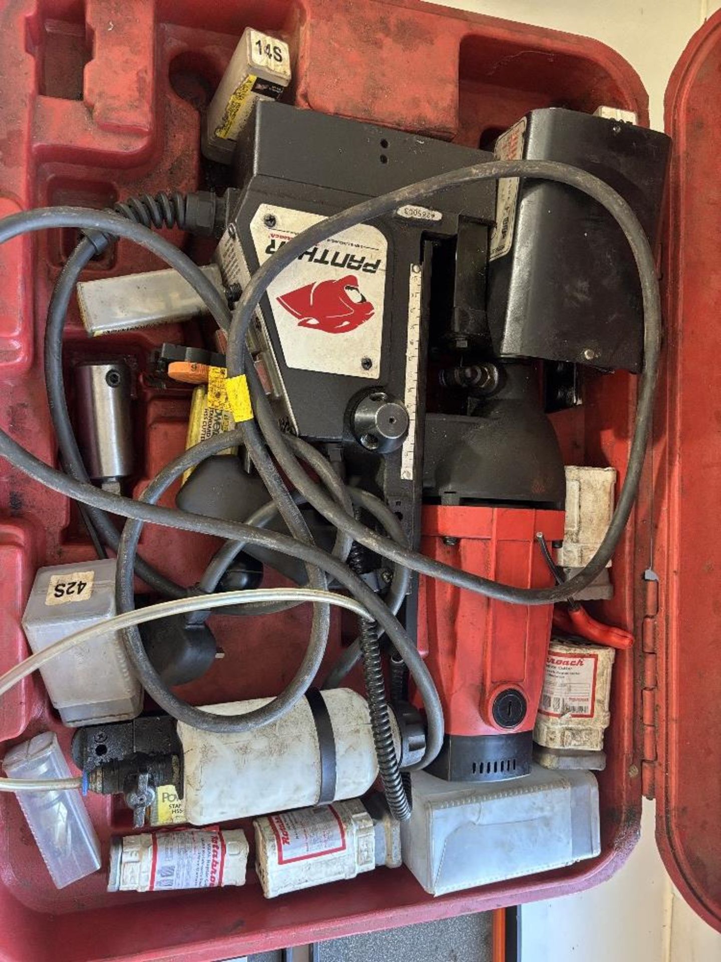 Panther Mag Drill and Selection of Bits and Case, Single Phase