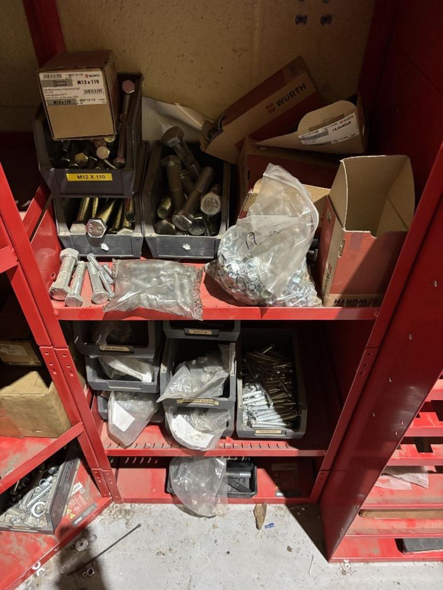 Eight Bay Wurth Metal Storage System with Assorted Contents ...