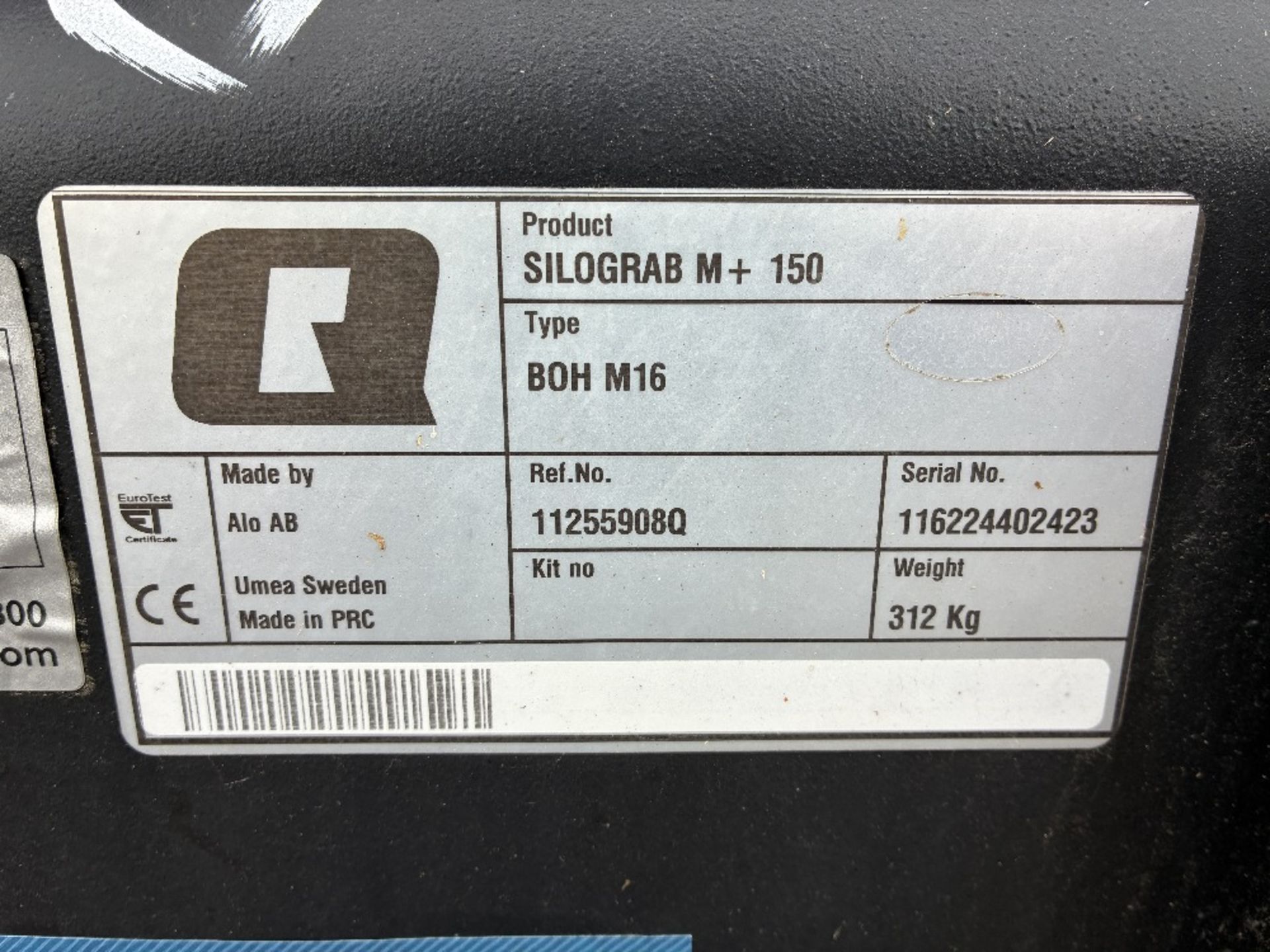 ALO AB Quicke Silograb M+ 150 AttachmentType BOH M16Serial No ...