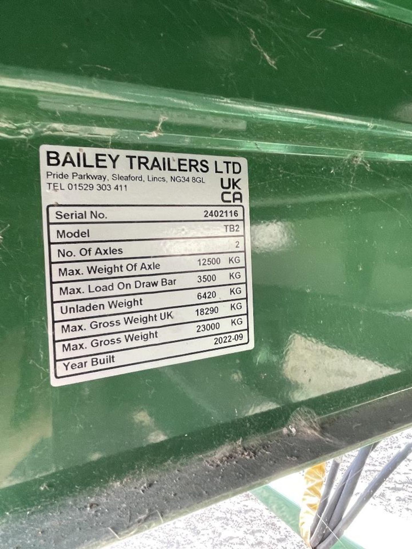 Bailey TB2 Material Handling Hydraulic Twin Axle Tipping TrailerSerial ...
