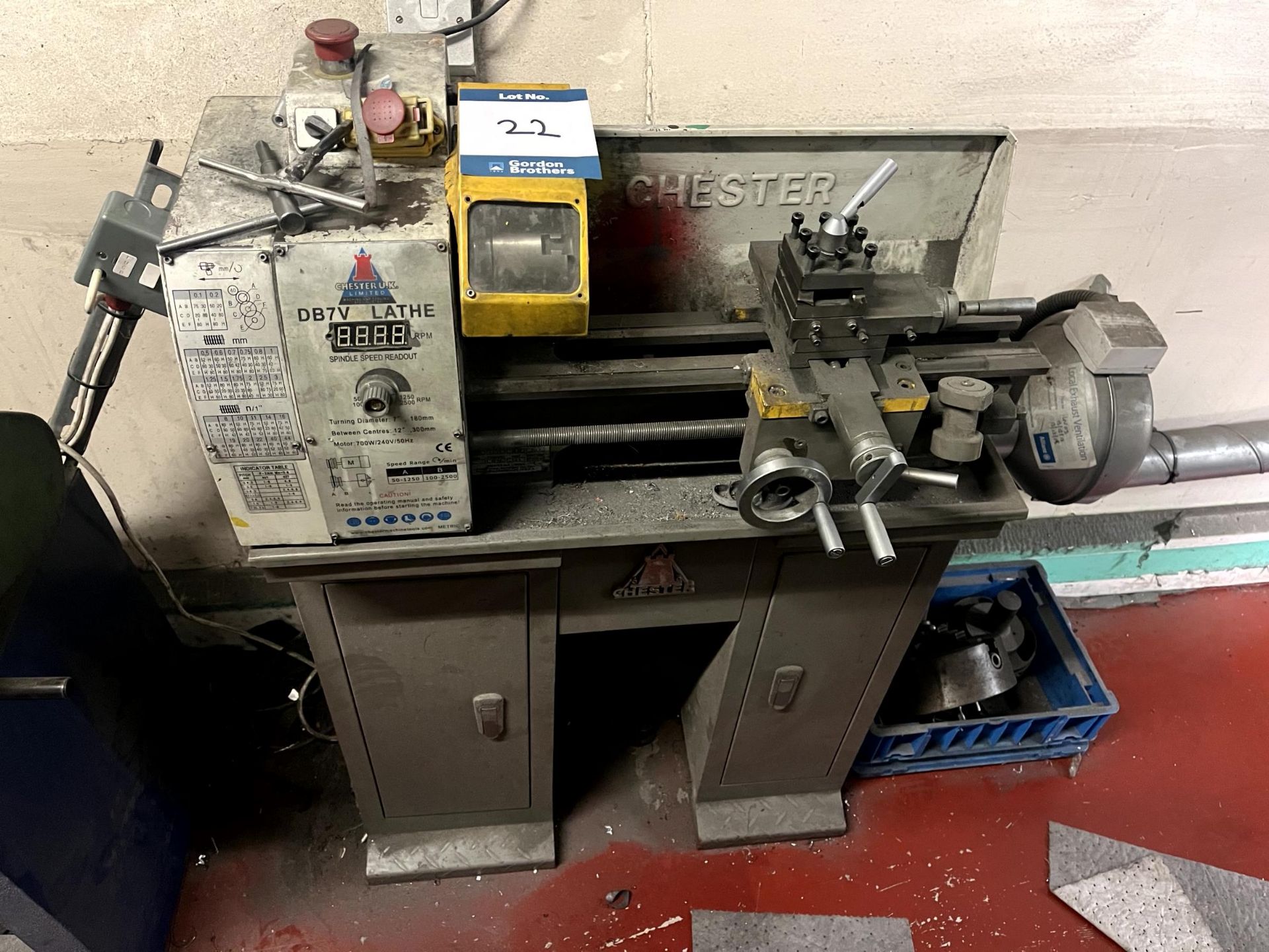Chester UK DB7V compact lathe with 3-jaw chuck, Serial No. 1406
