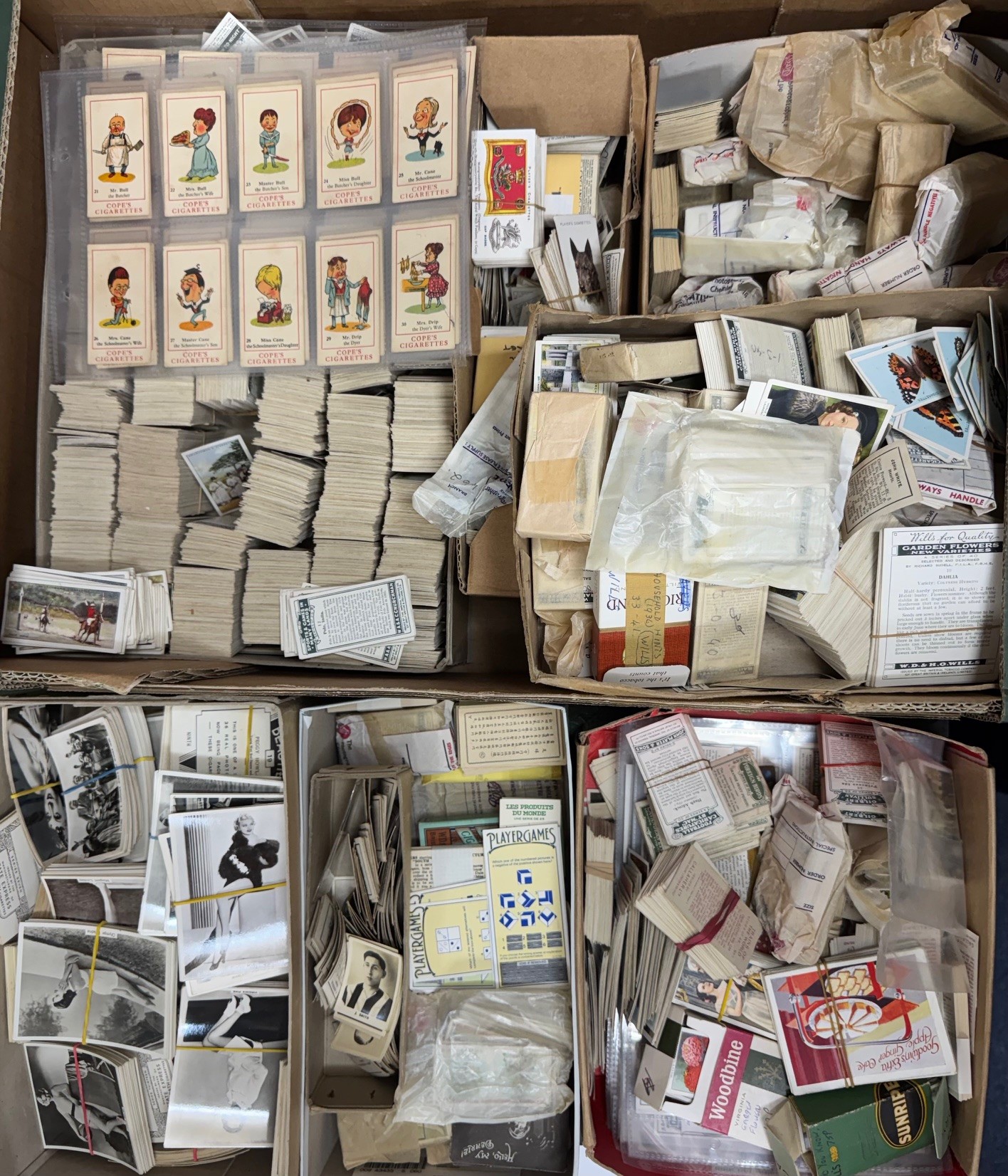 Cigarette card collection, mainly bundled part sets, some sets?, with ...