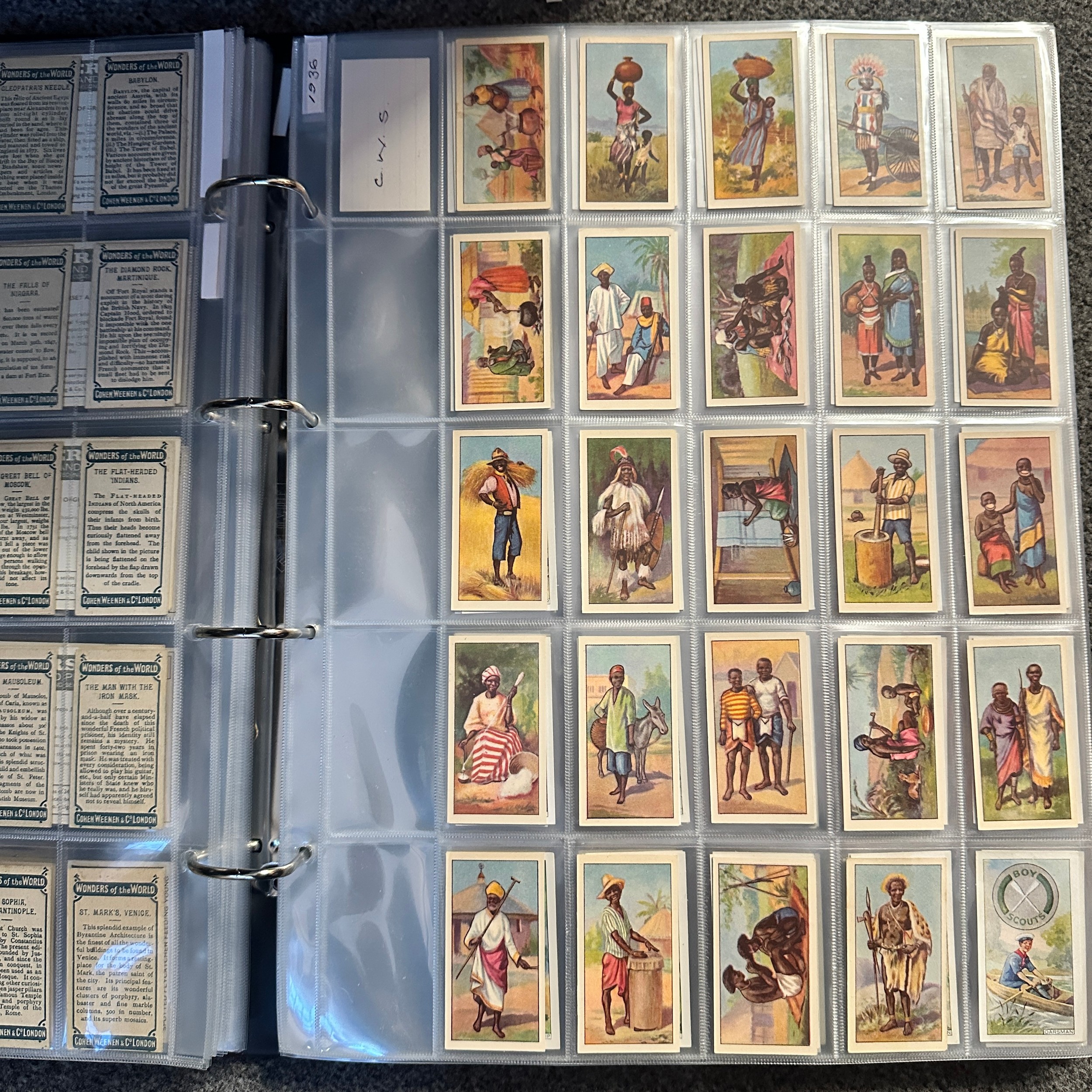 Cigarette cards, collection of complete sets, in a large album, in vey ...