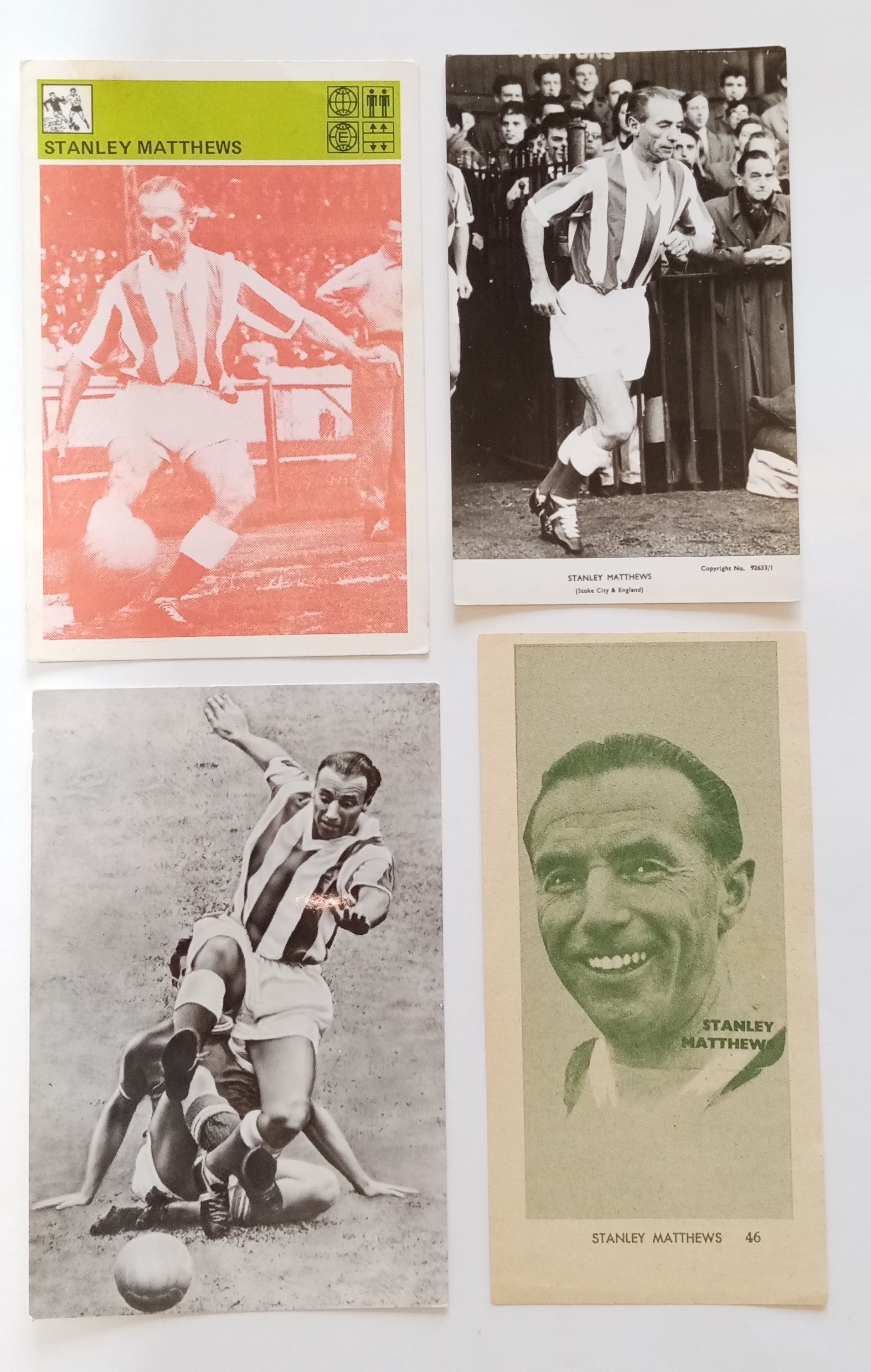 Vintage soccer cards of Stanley Matthews, showing Stoke City colours ...