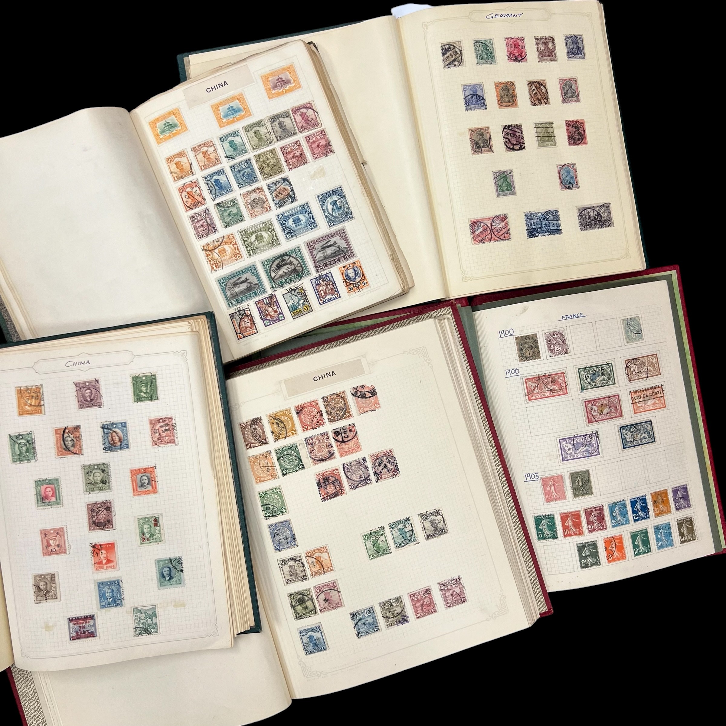 World used stamp collection in five albums from c1900-1950’s with ...