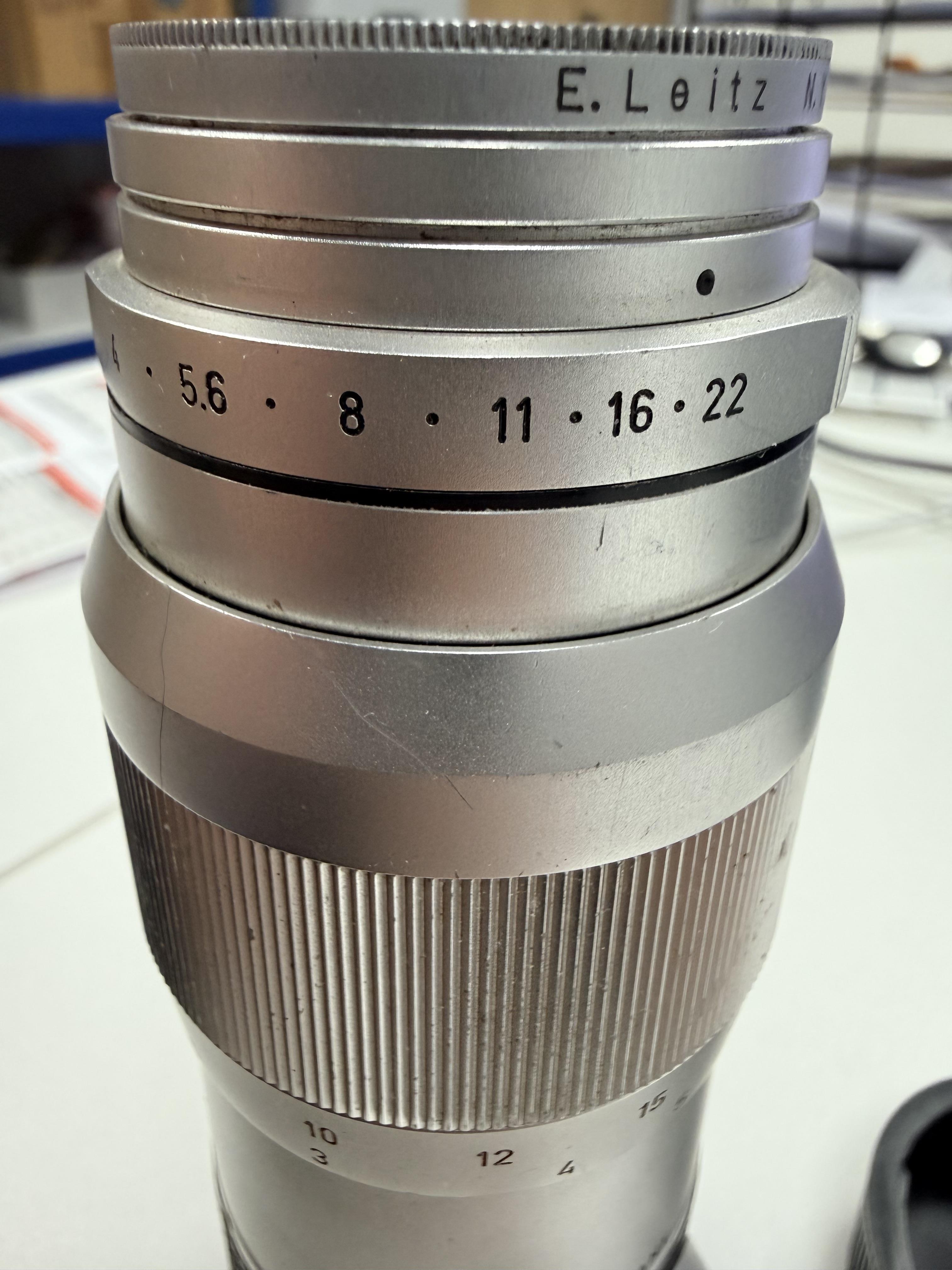 Leitz Leica Camera With Leica Meter Attached. Also included Leica Elmar ...