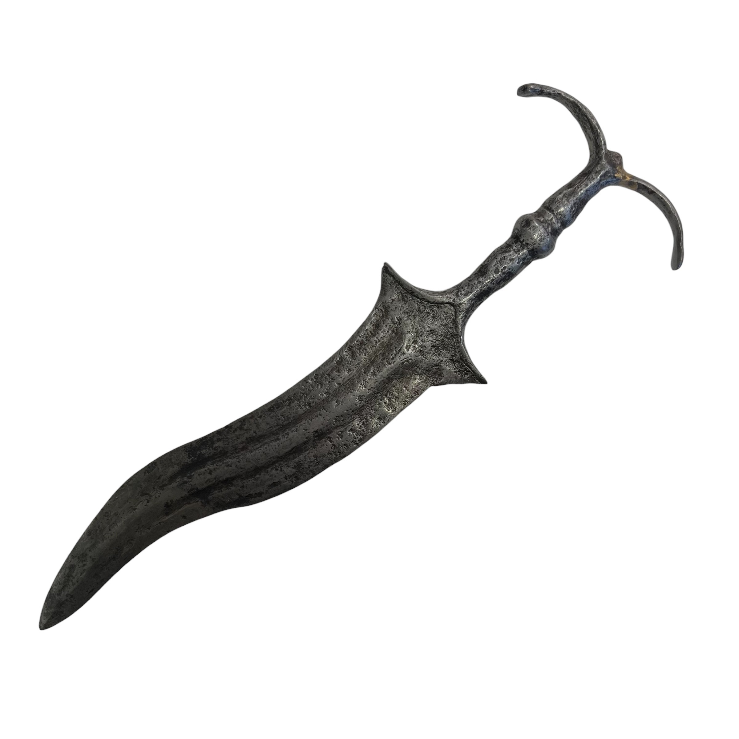 Indian Chilanum Dagger with curved double fullered blade, unmarked ...