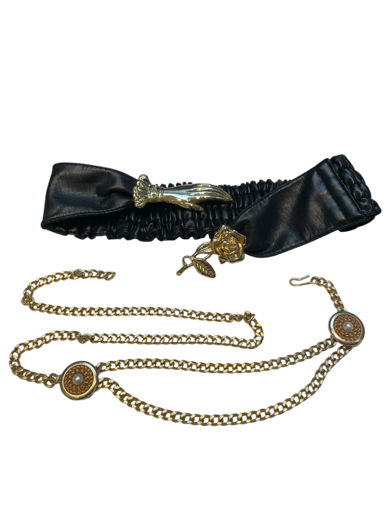 Set of fancy belts – Gold hand belt and chain belt with pearl ...