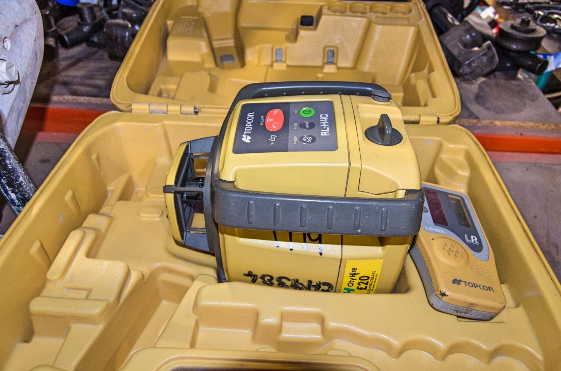Topcon RLH4C rotating laser level c/w LS80L receiver and carry case CH9384