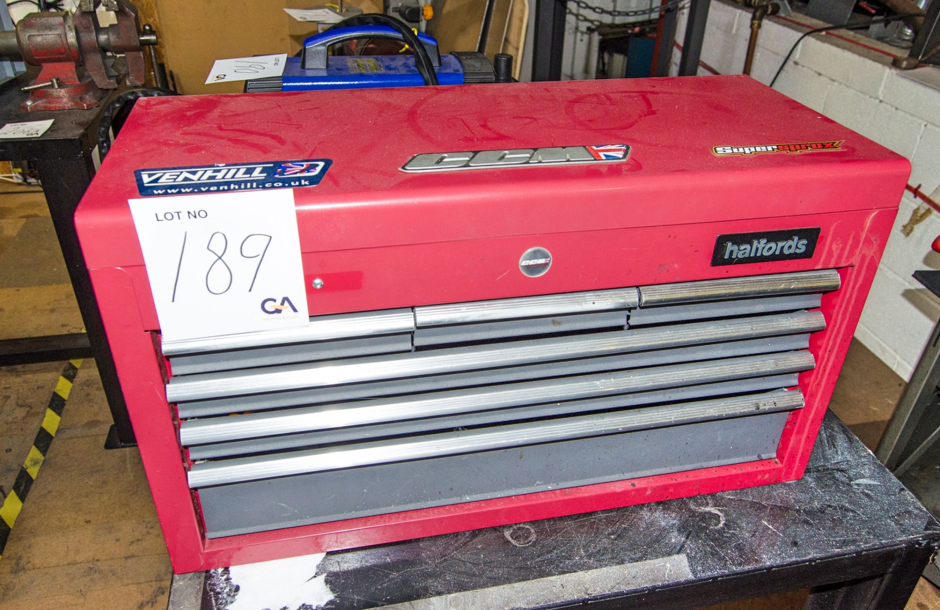 Halfords steel top box tool chest ** Lot located at CCM Motorcycles ...