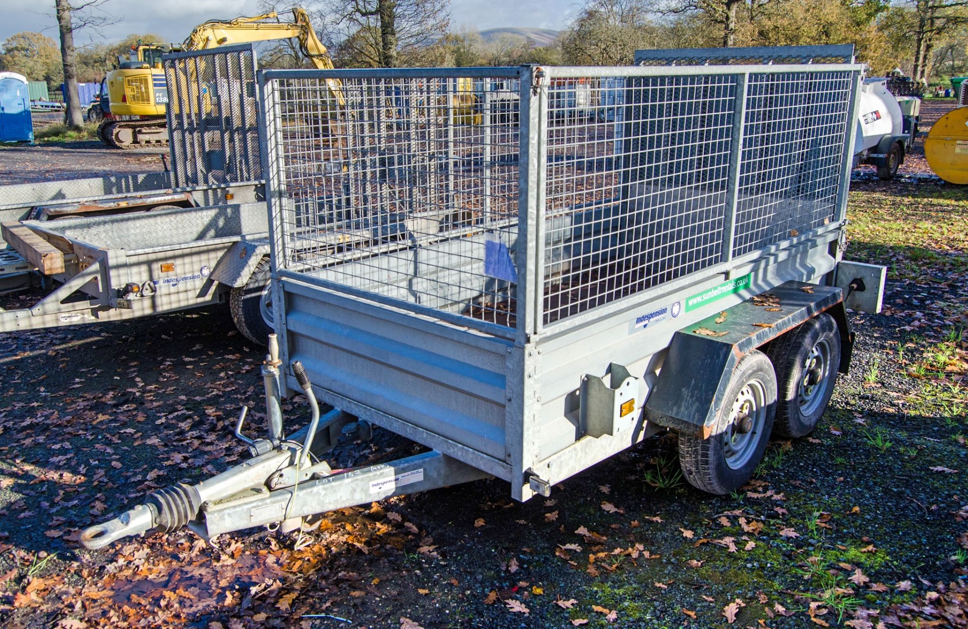 Indespension 8ft x 4ft tandem axle plant trailer S/N: 136783 c/w mesh ...