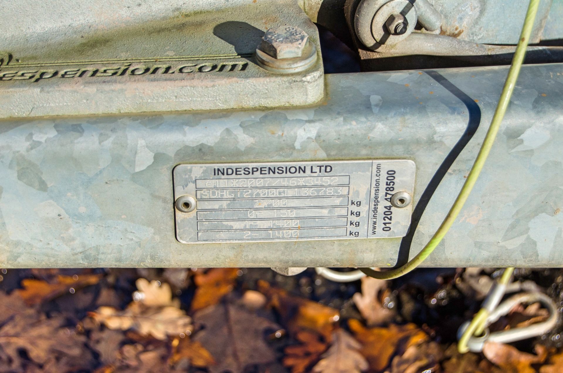 Indespension 8ft x 4ft tandem axle plant trailer S/N: 136783 c/w mesh ...