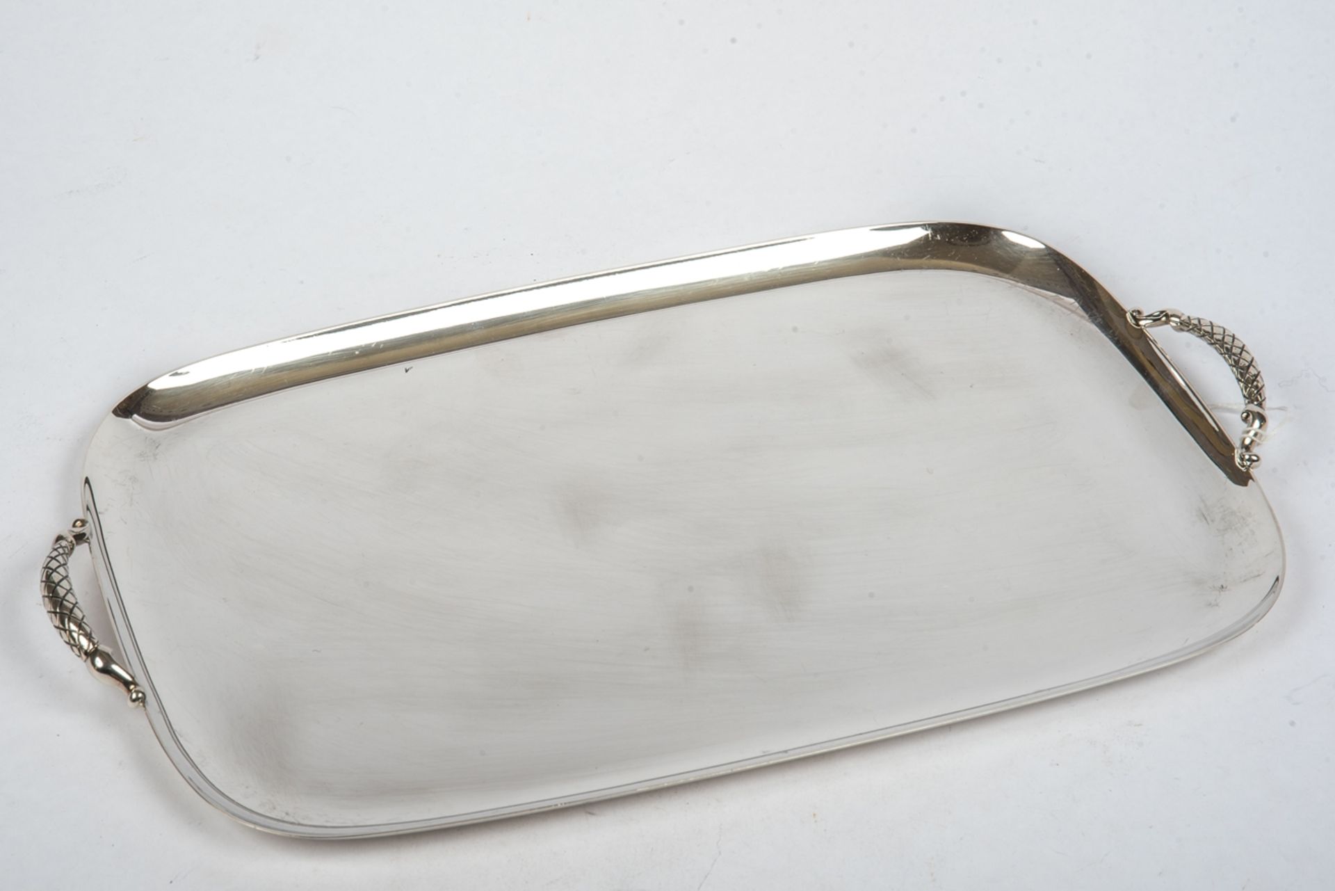 Henkeltablett, Koch & Bergfeld 1960. 925er Silber. Rechteckiger glatter ...
