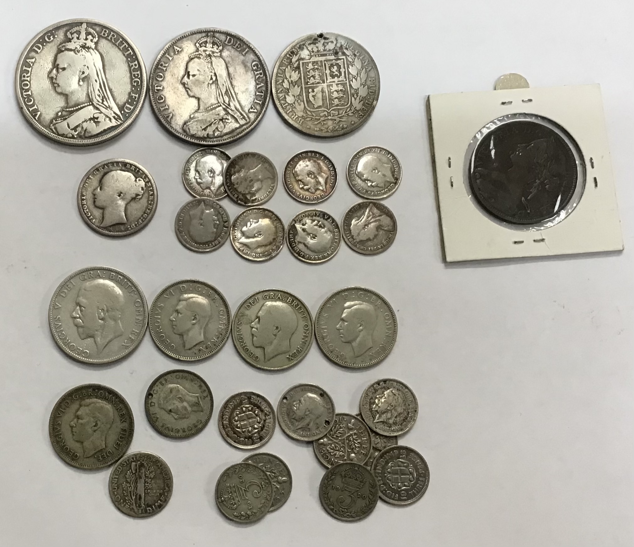 Victorian Silver Coins with Pre 47 Silver. Includes 1890 Crown, 1889 ...