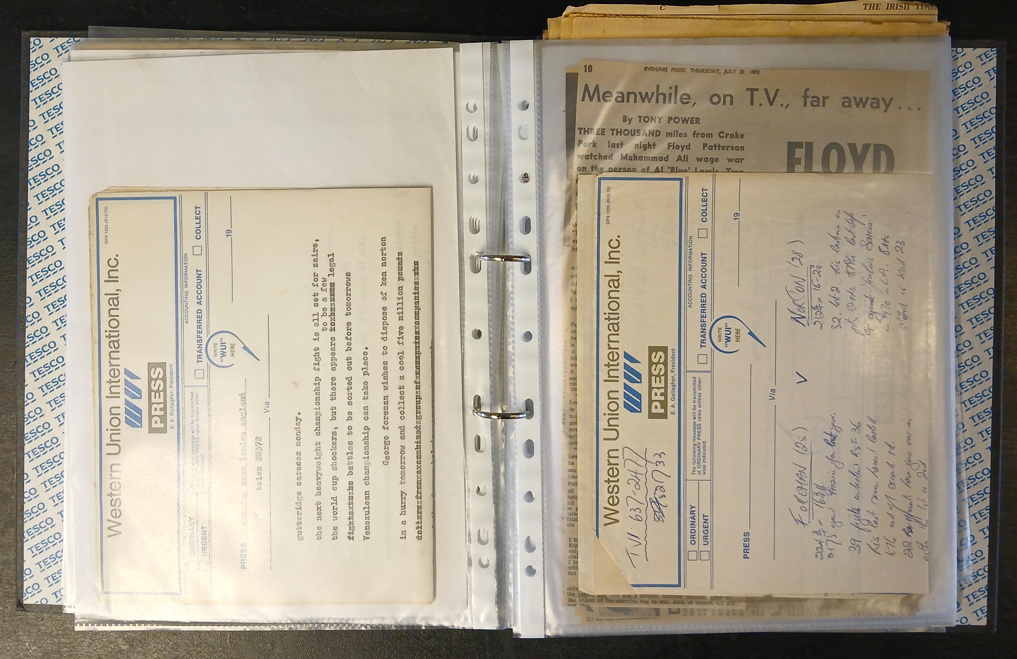 Archive from boxing journalists Reg Gutteridge and Bob Mee, includes ...