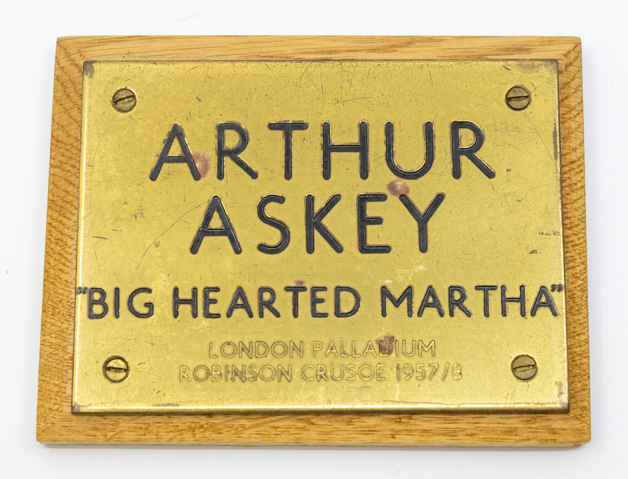A London Palladium commemorative brass plaque which reads: ARTHUR ASKEY ...