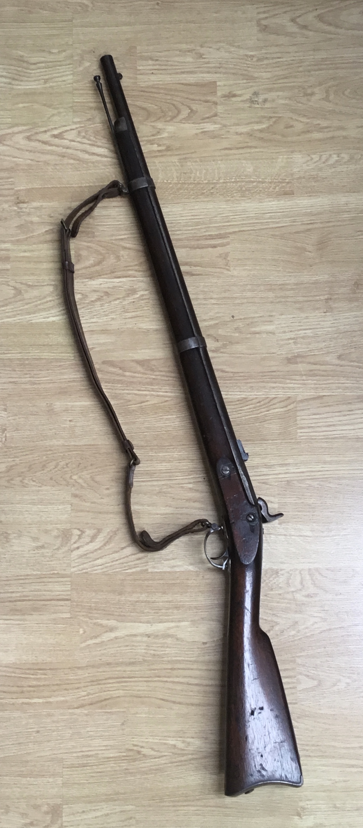 Antique US Springfield muzzle-loading 2 band percussion rifled-musket ...