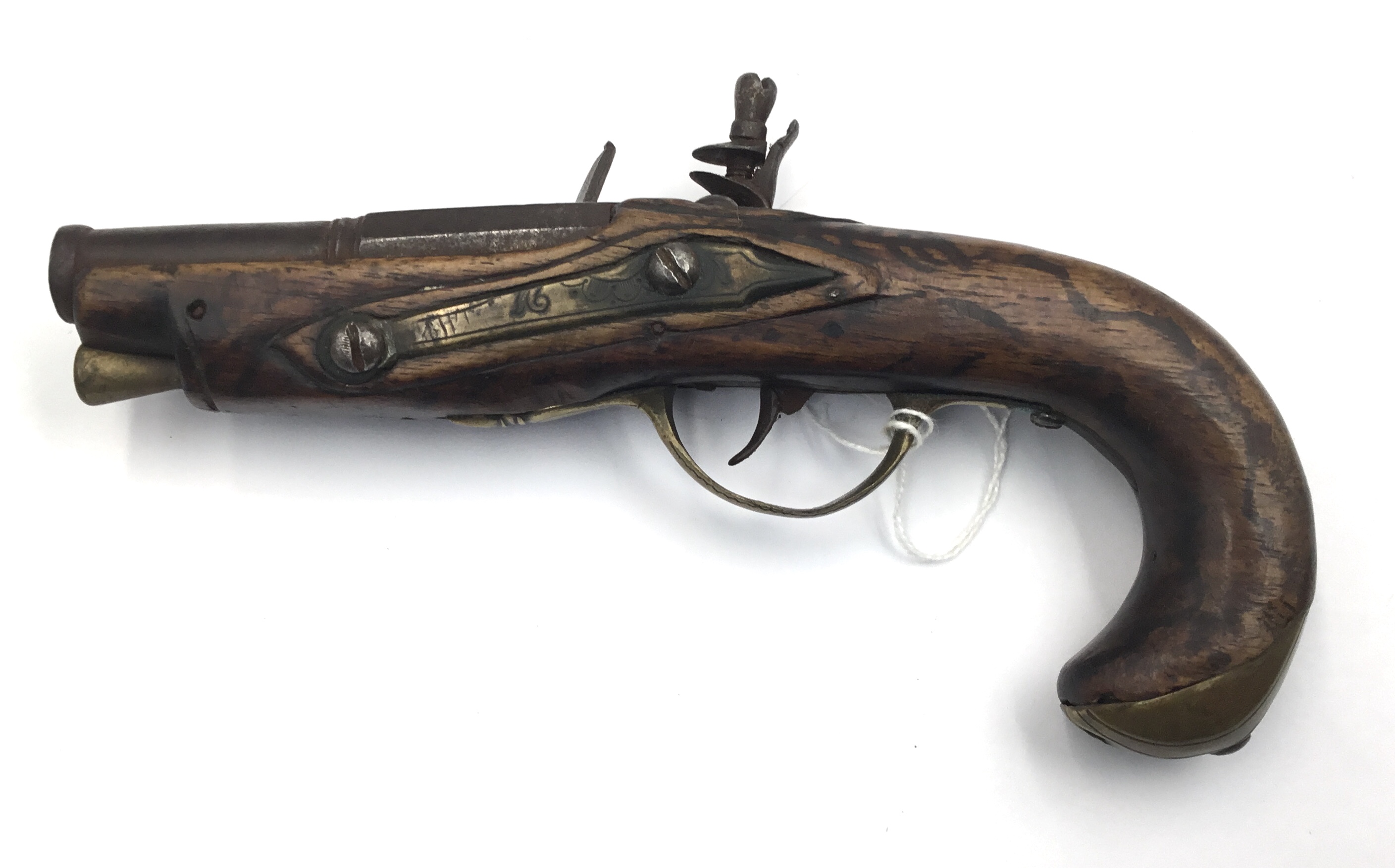 Small antique flintlock single barrel pistol probably of Indian origin ...