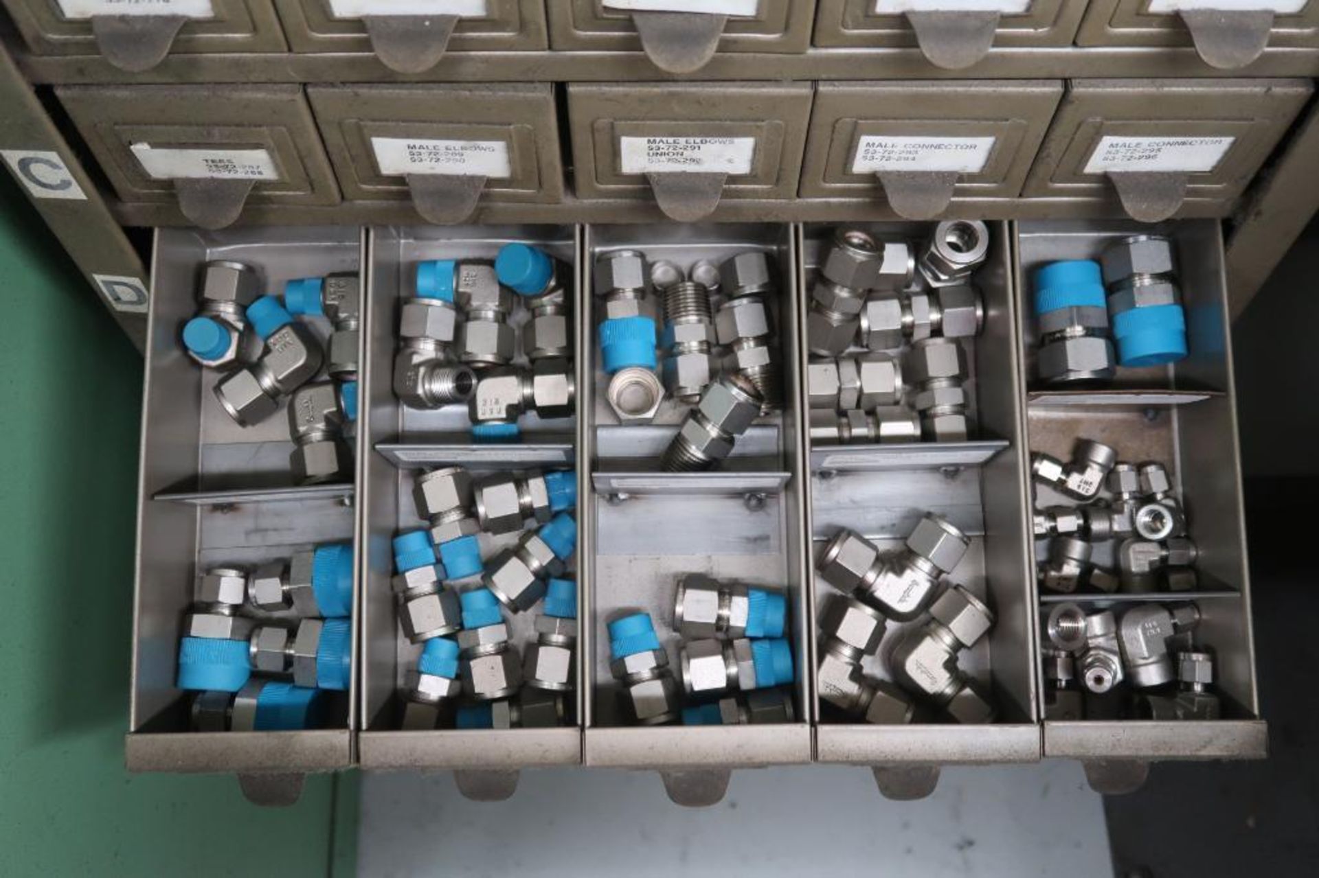 50-Drawer Parts Cabinet with Contents of Swagelok Tube Fittings & Pipe ...