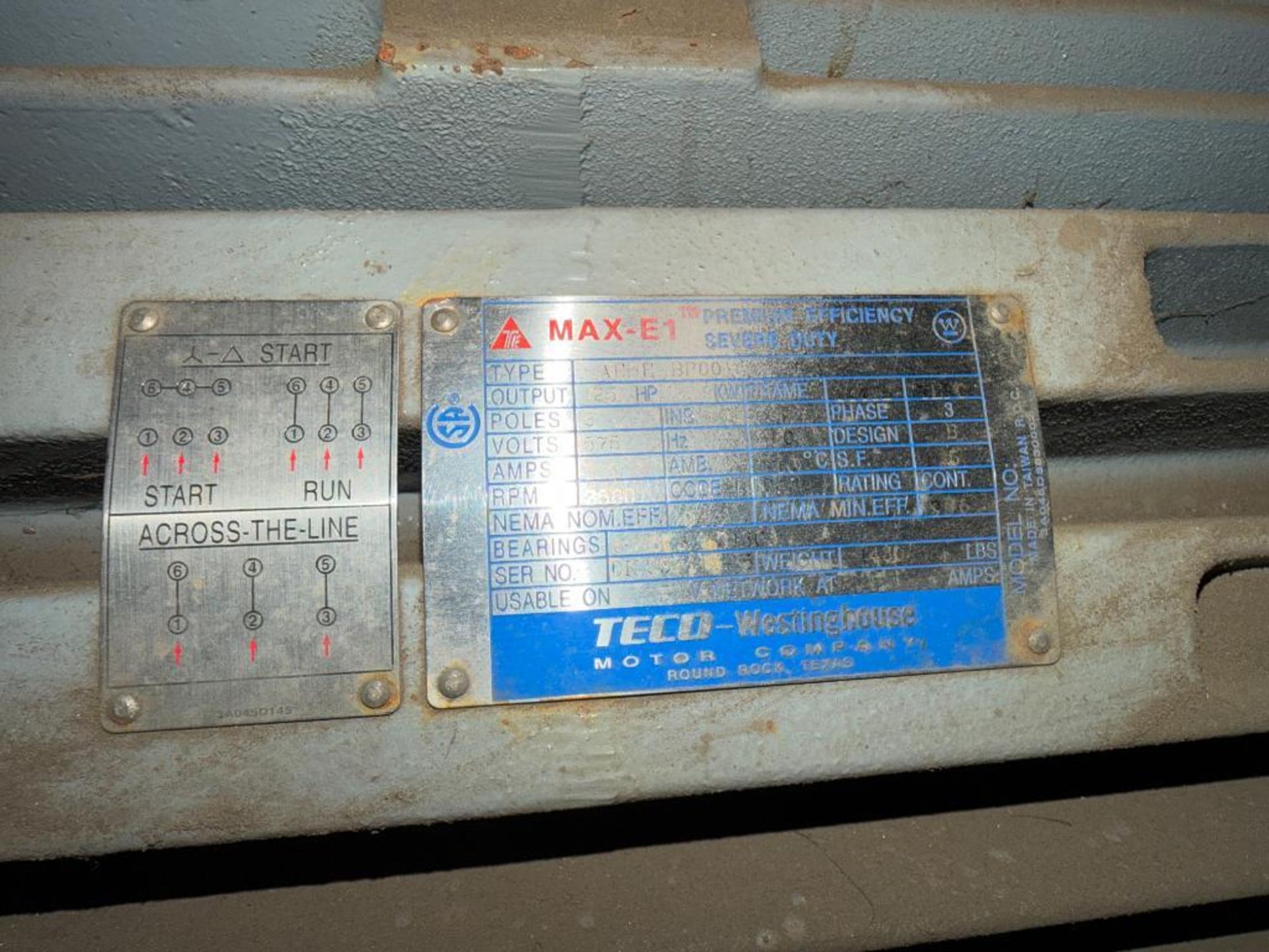 125 HP TECO-WESTINGHOUSE MOTOR 3560 RPM FRAME 444TS - Simple Rigging ...