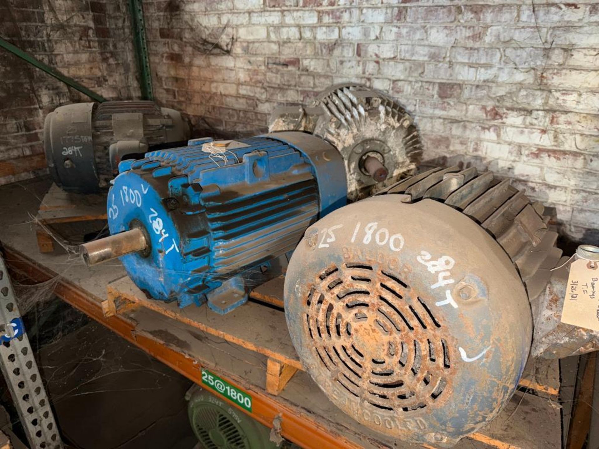 LOT OF SIX 25 HP MOTORS ON SHELVES - Simple Rigging/Loading Fee: $100