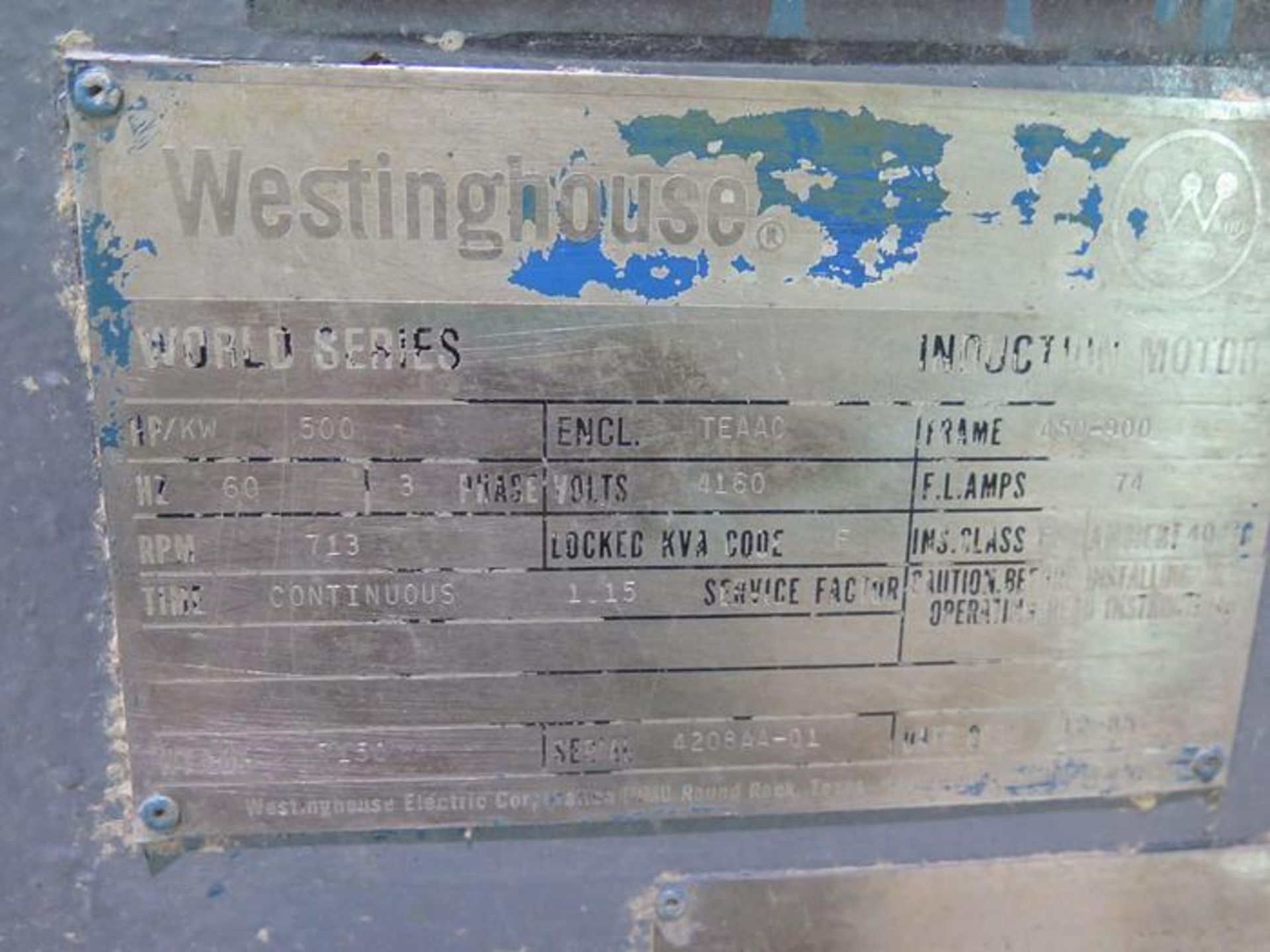 500 HP WESTINGHOUSE REFINER MOTOR 4160V 713 RPM - Simple Rigging ...