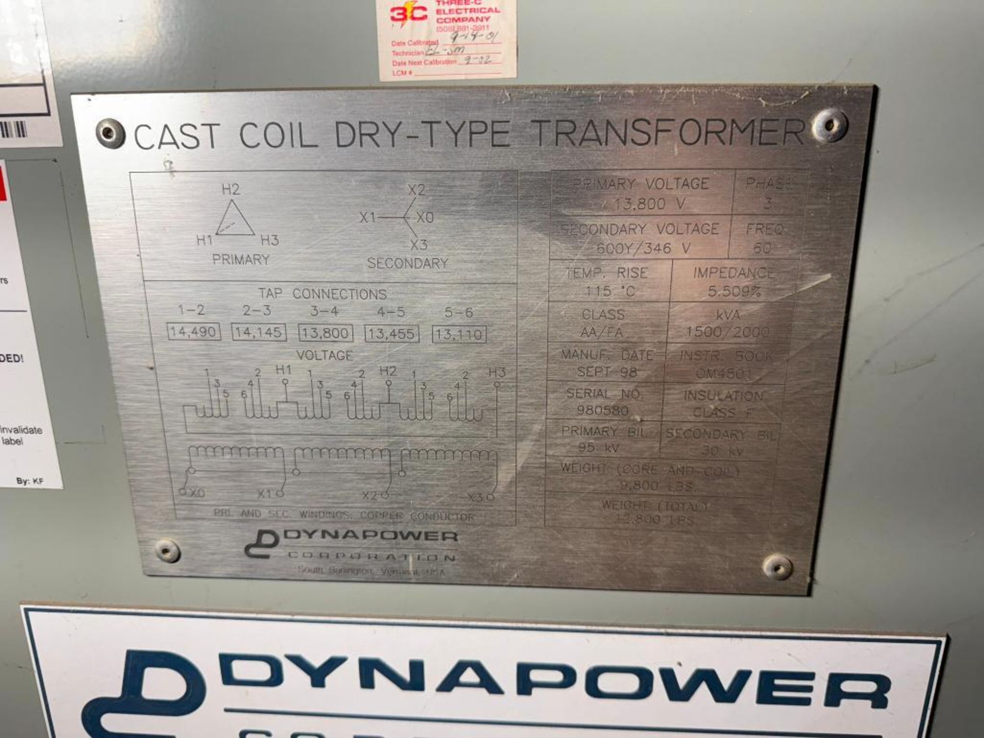 13800/600Y DYNAPOWER DRY TYPE TRANSFORMER WITH STARTER - Simple Rigging ...
