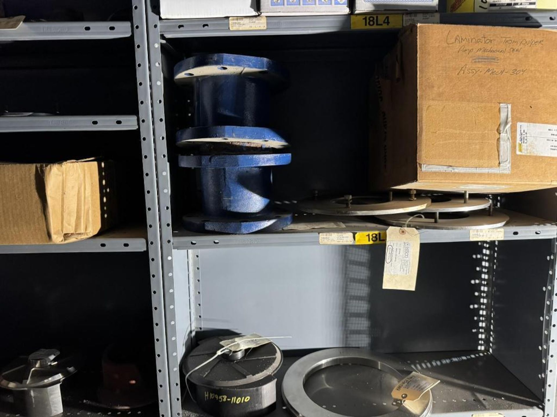 (3) SECTIONS OF PUMP PARTS ON SHELVES - Simple Rigging/Loading Fee: $200