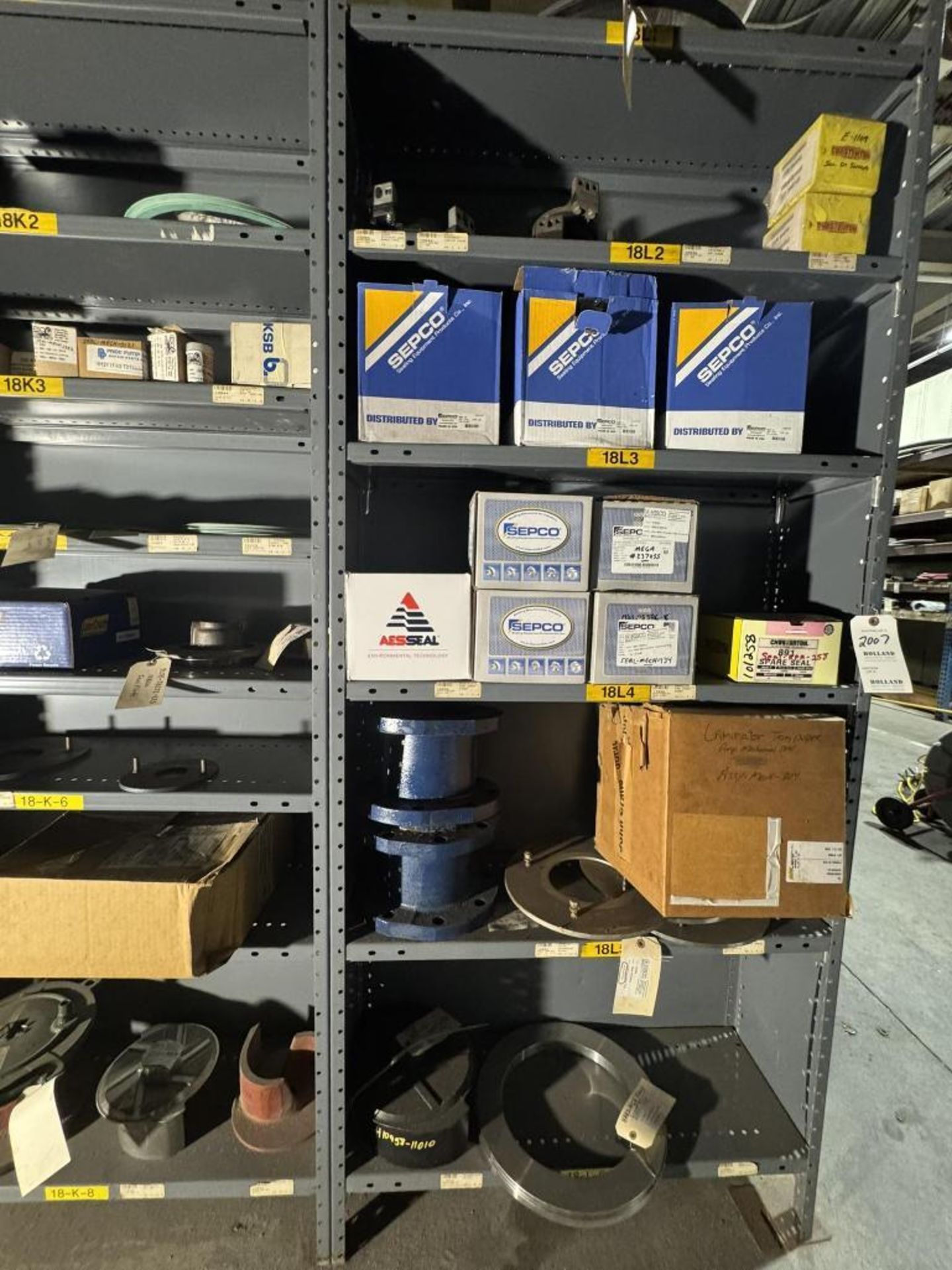 (3) SECTIONS OF PUMP PARTS ON SHELVES - Simple Rigging/Loading Fee: $200
