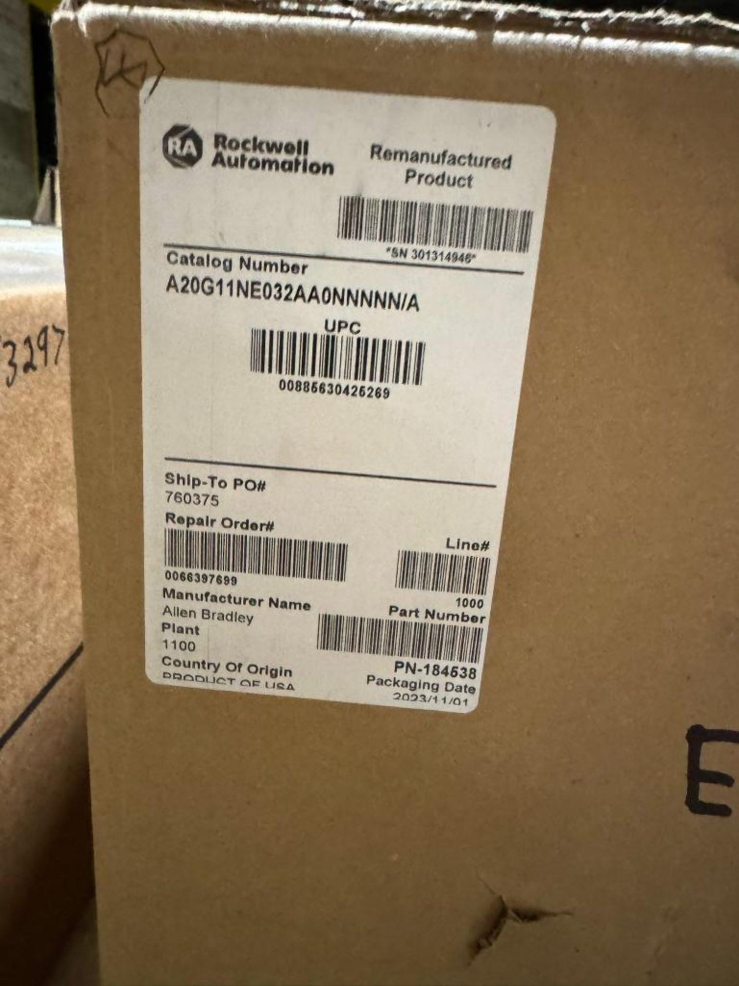 30 HP ALLEN BRADLEY POWERFLEX 755 DRIVE CAT. 20G11NE032AA0NNNNN 600V ...