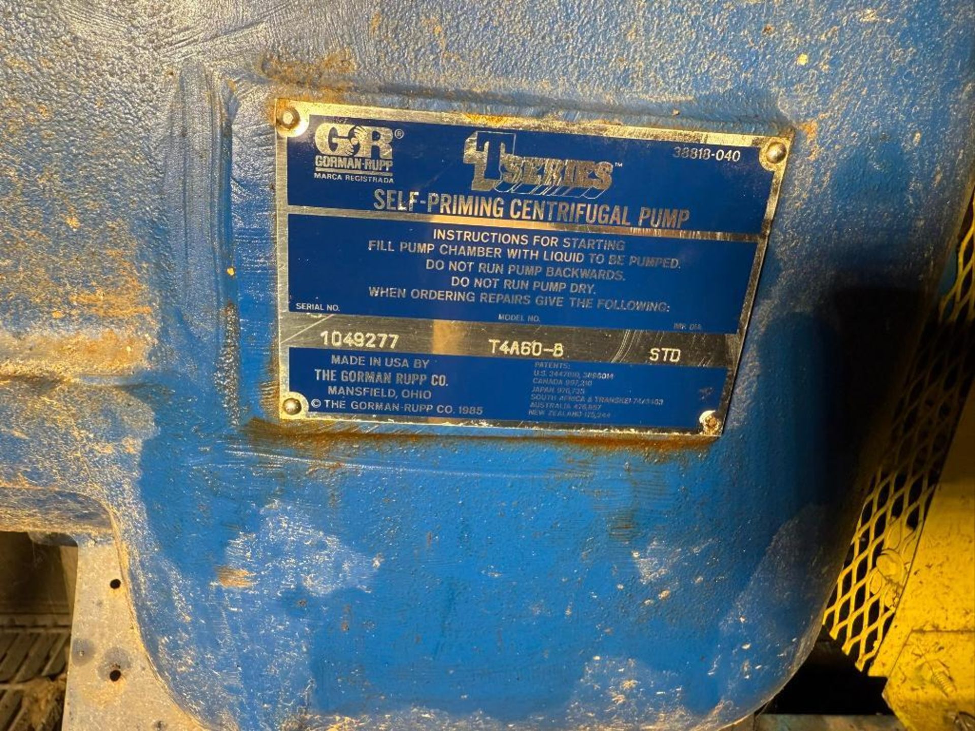GORMAN-RUPP MODEL T4A60-8 SELF PRIMING CENTRIFUGAL PUMP - Simple ...