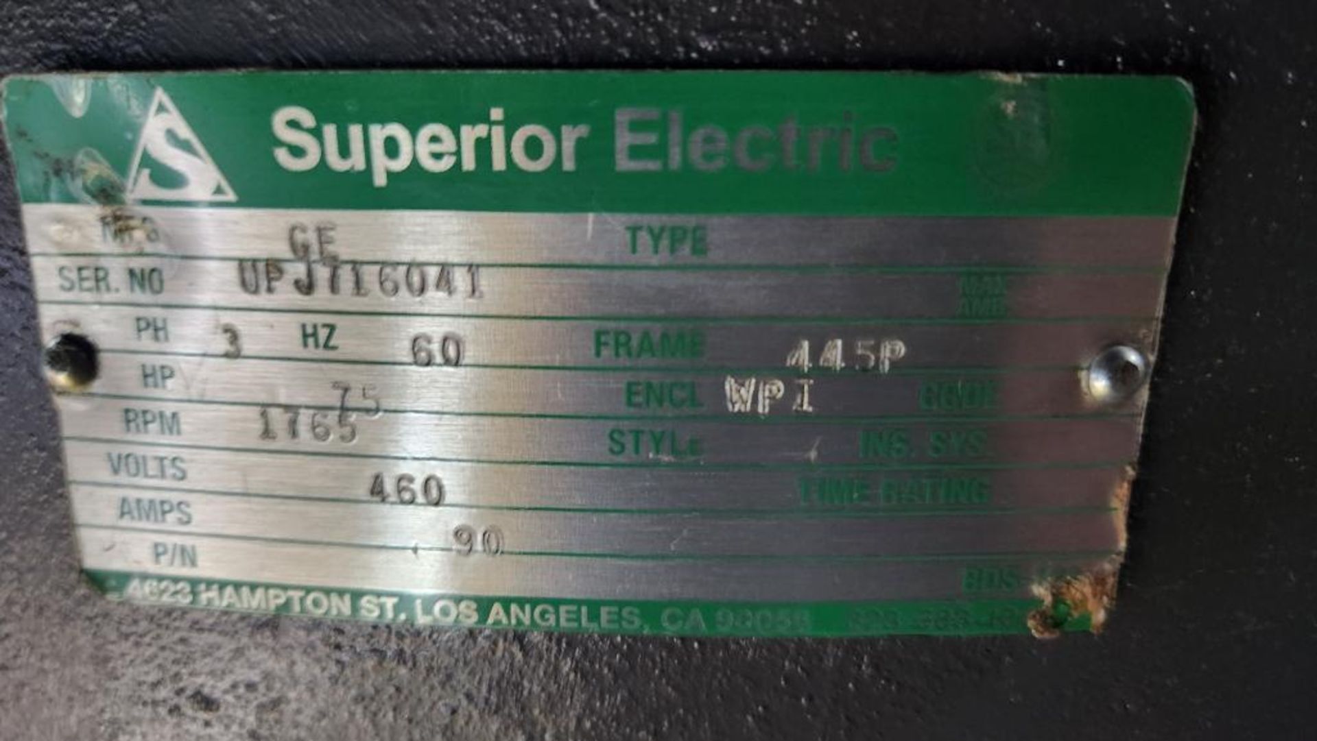 75 HP GENERAL ELECTRIC TRI CLAD MOTOR - Simple Rigging/Loading Fee: $50