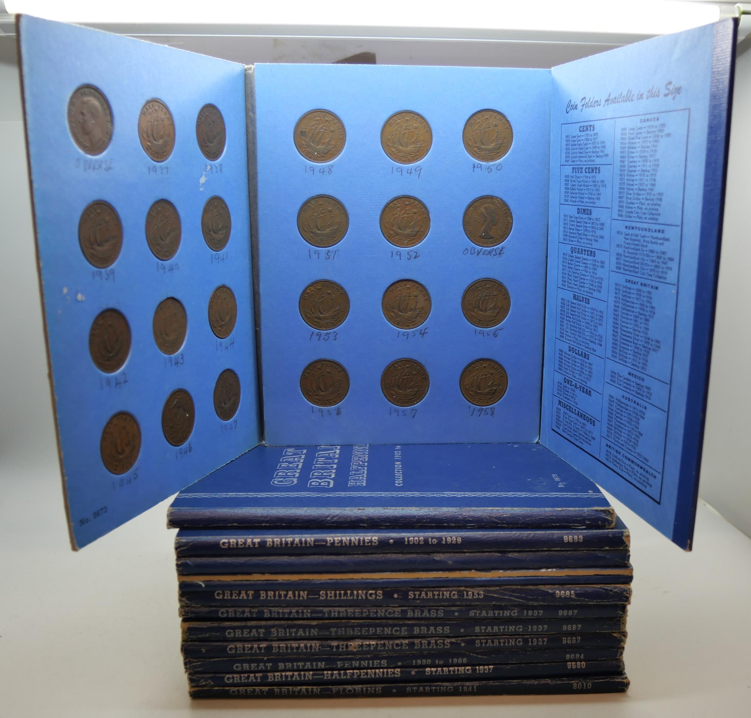 Ten Whitman folders containing British pre-decimal coins