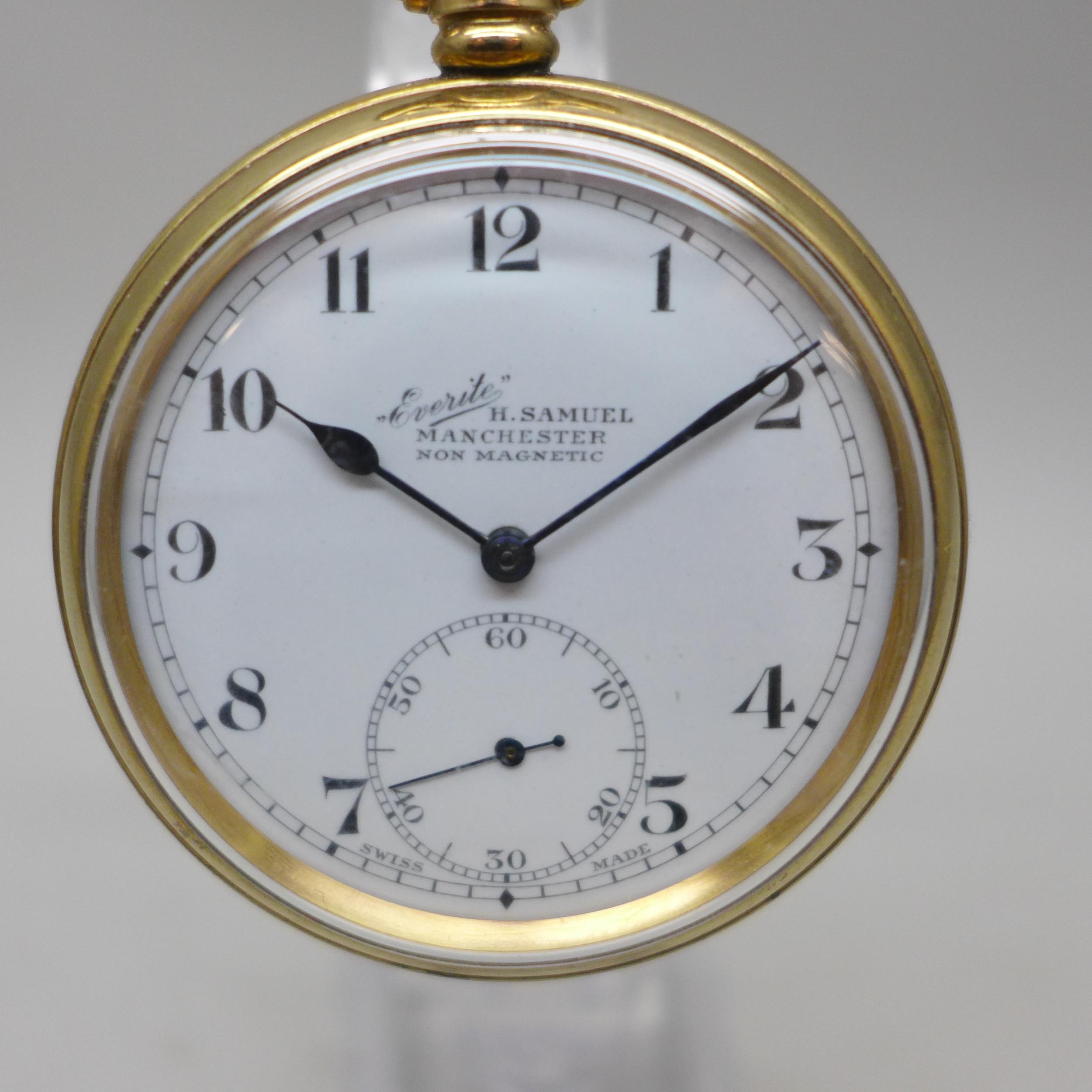 A gold plated H. Samuel open face pocket watch, case diameter 50mm