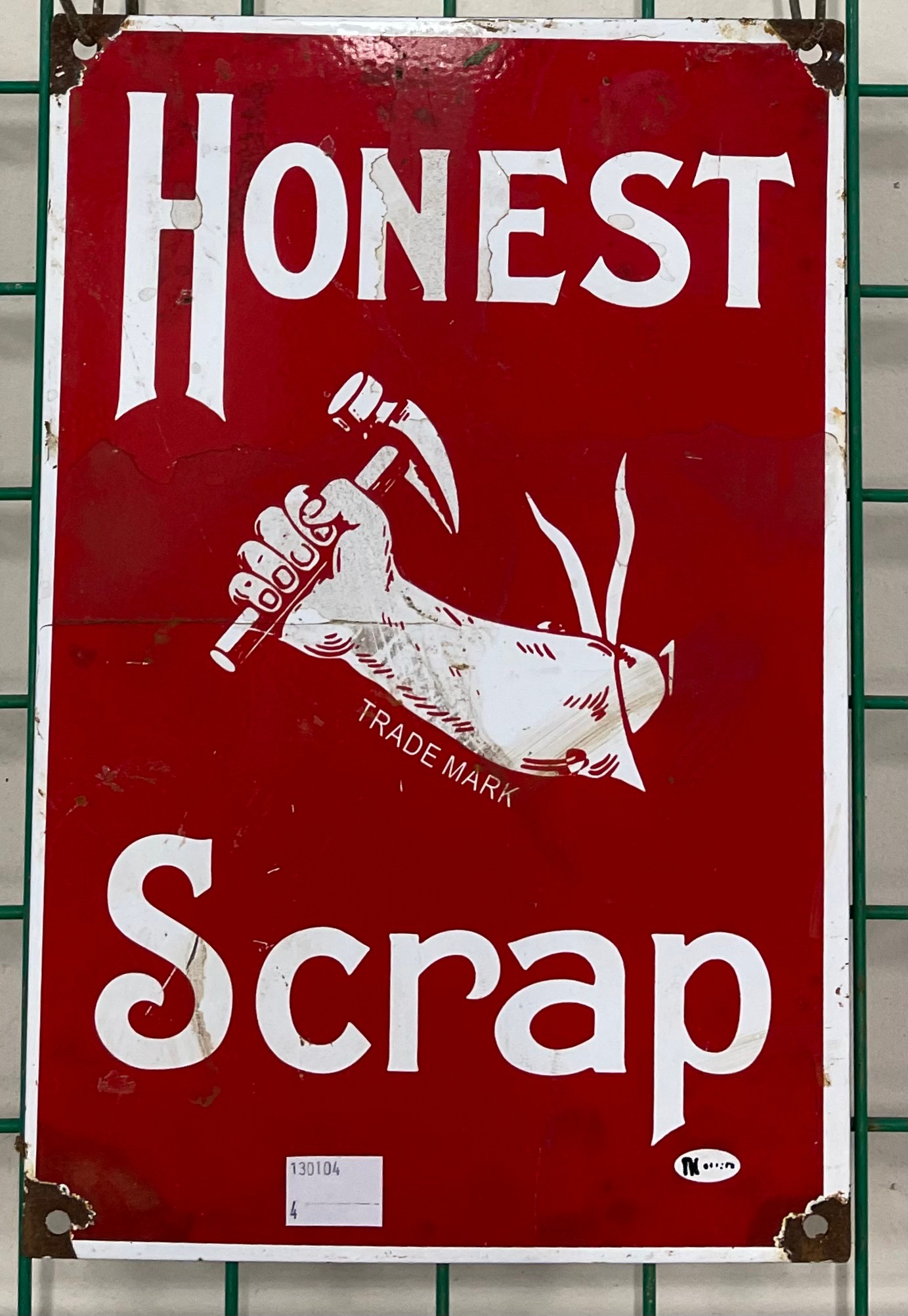 An Honest Scrap enamelled metal advertising sign
