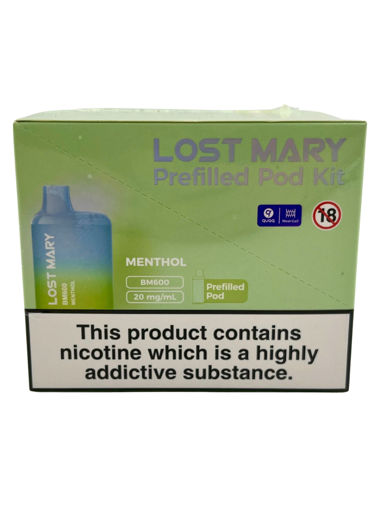 Pack of 10 Lost Mary BM600 20mg/ml Menthol Prefilled Pod Vape Kits (Exp ...