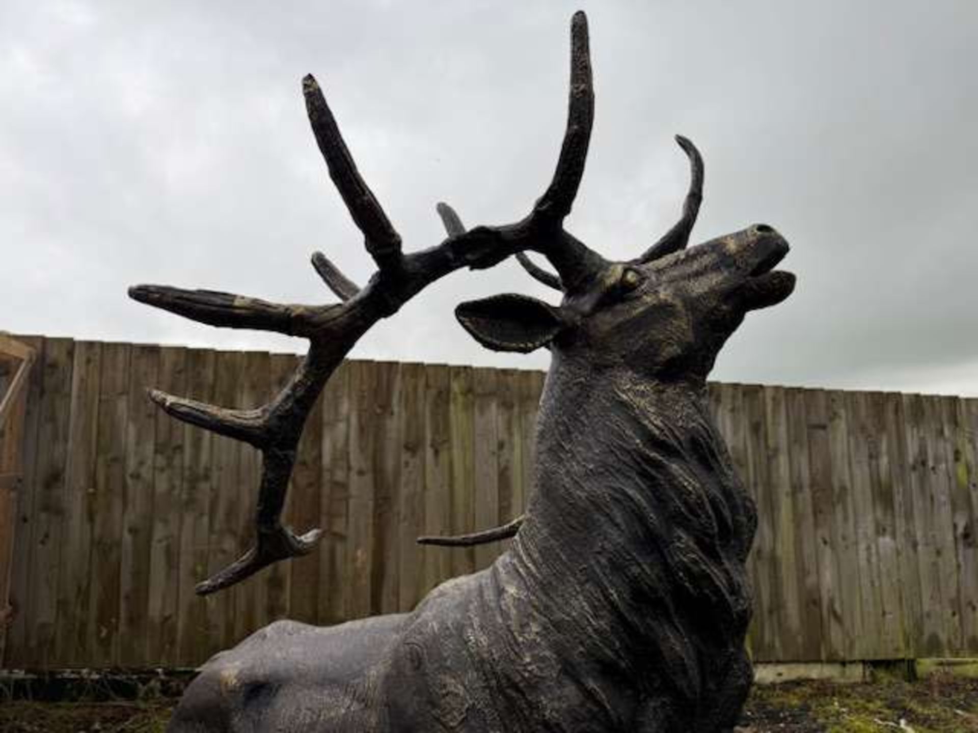 HUGE 6FT TALL RUSTY CAST IRON ELK/STAG STATUE
