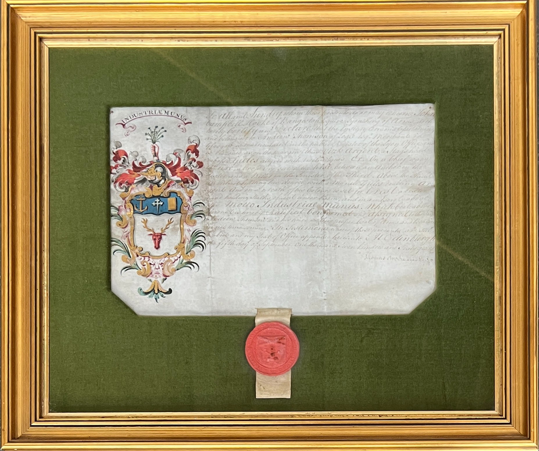 Heraldry interest: An 18th century certificate of arms belonging to ...